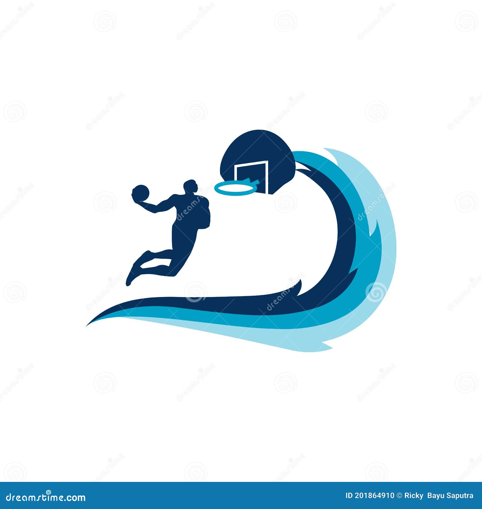 Wave Basketball Slam Dunk Athlete Vector Icon Stock Vector ...
