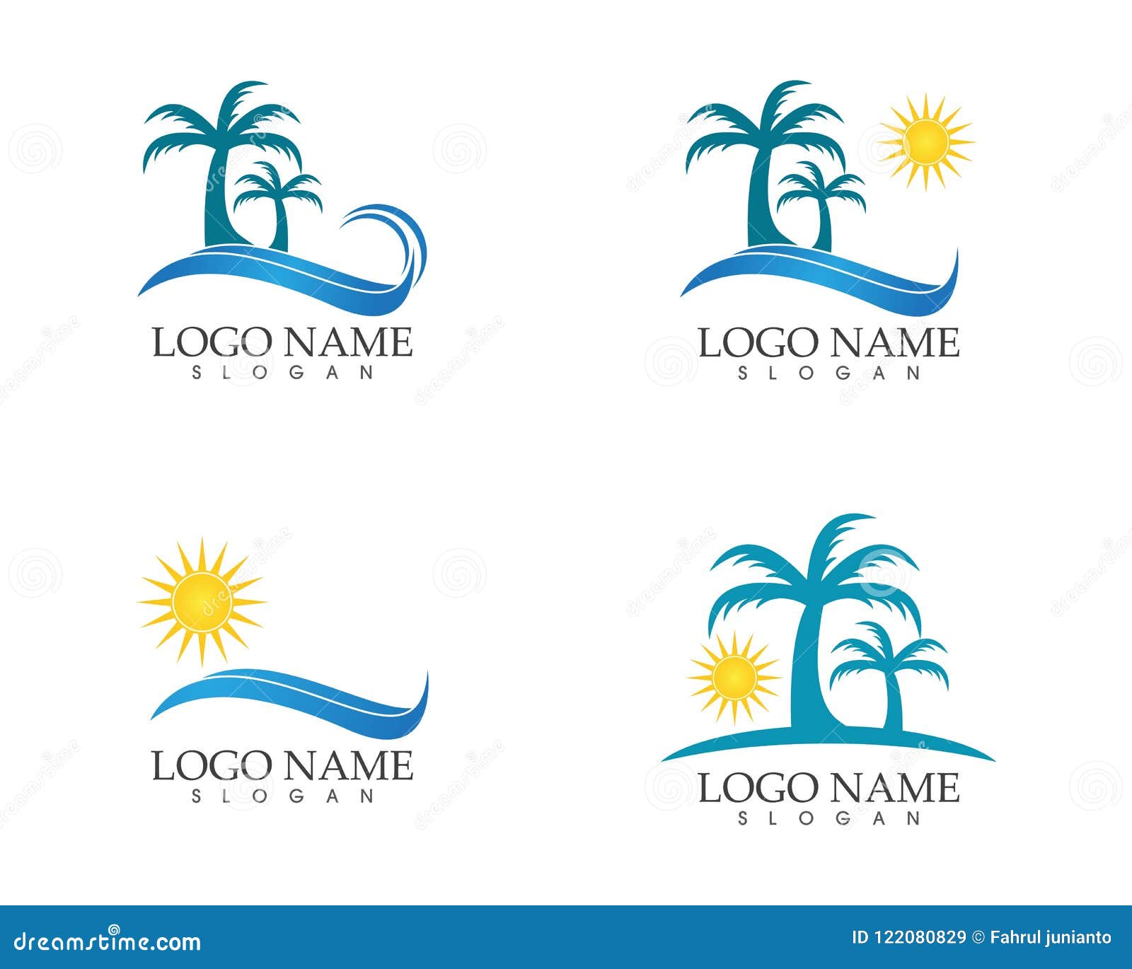 Wave Beach Holidays Logo Design Template Stock Vector - Illustration of ...