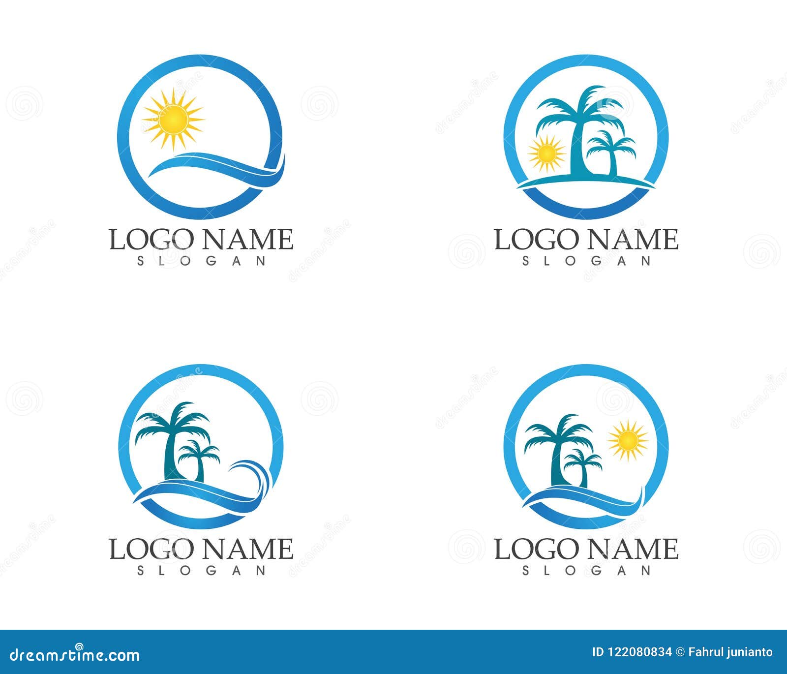 Wave Beach Holidays Logo Design Template Stock Vector - Illustration of ...