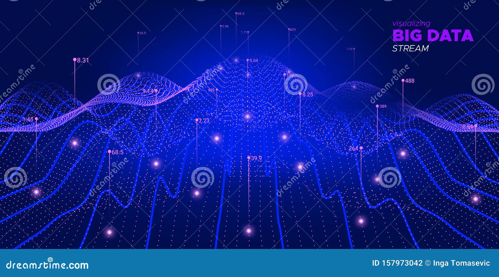 Wave Big Data Trade. Purple Statistic Abstract Stock Vector ...