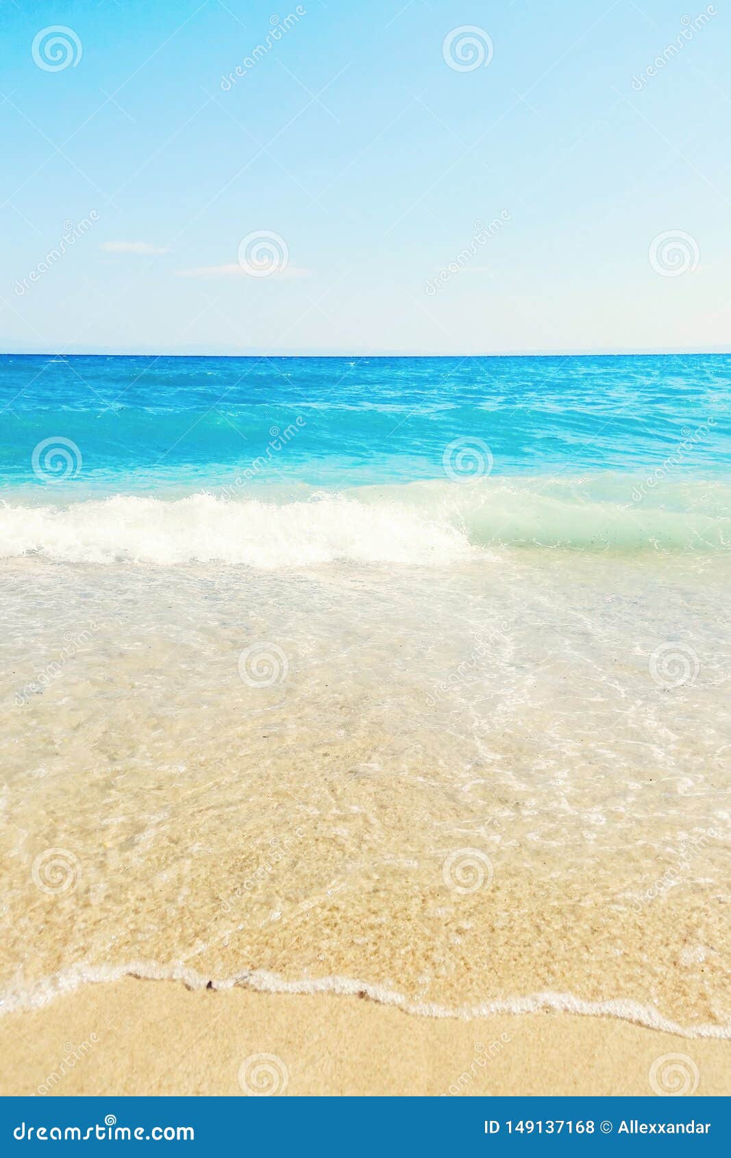 Wave of Blue Ocean on Sandy Beach Close Up Summer Background Stock ...