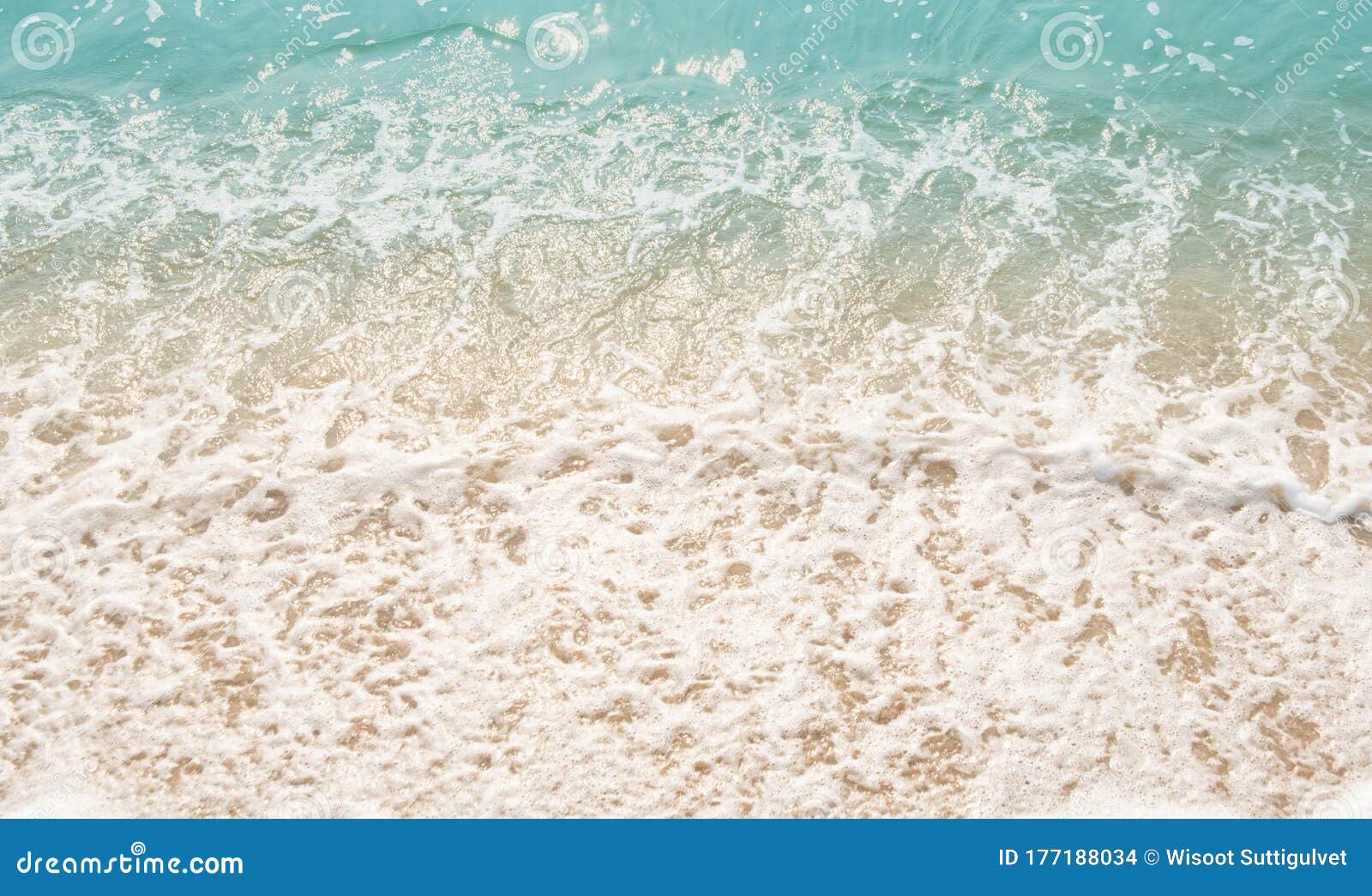 Wave of Blue Ocean on Sandy Beach. Texture Background Stock Photo ...