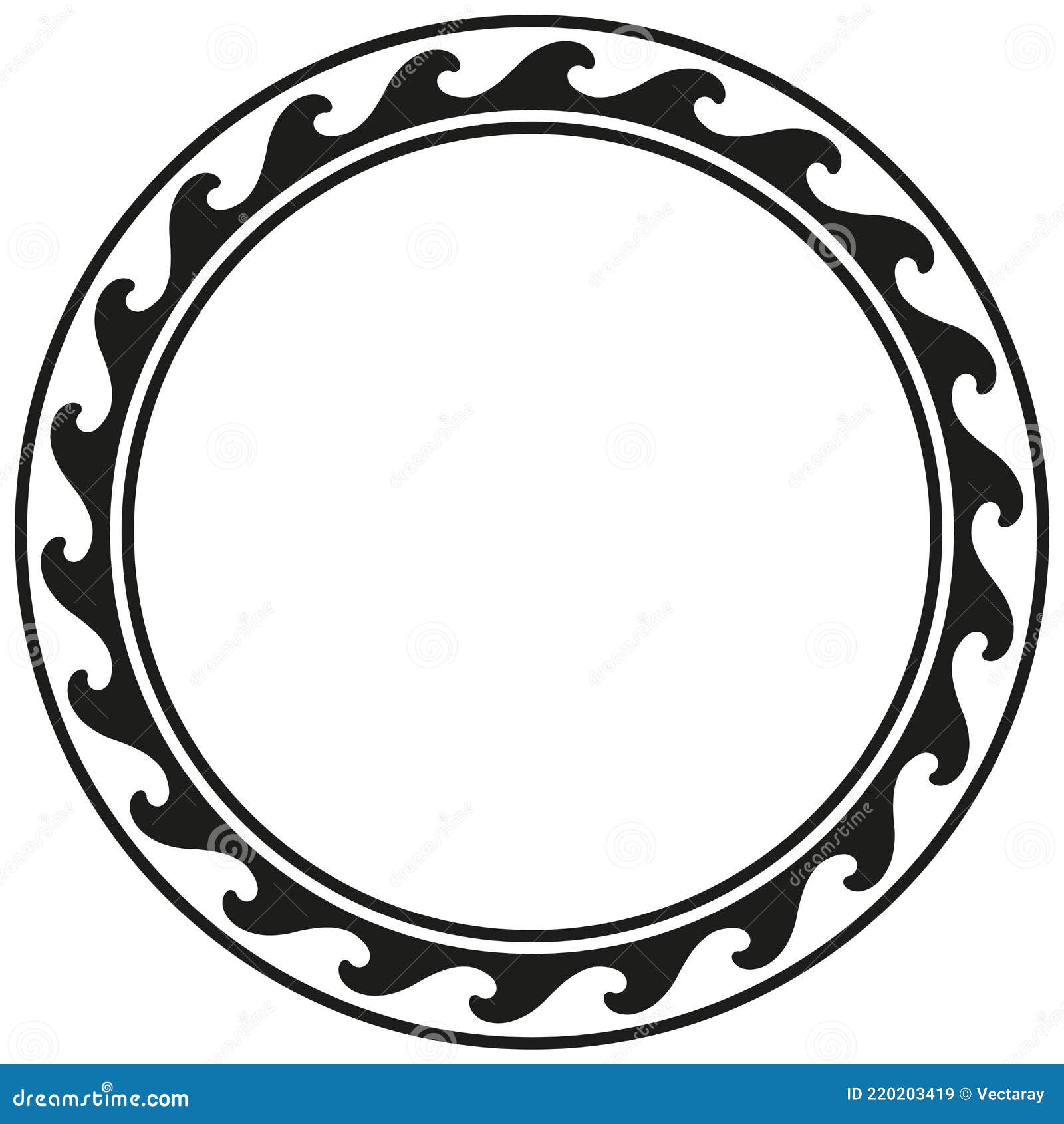 Round Wave Border Frame Design Stock Vector - Illustration of nature ...