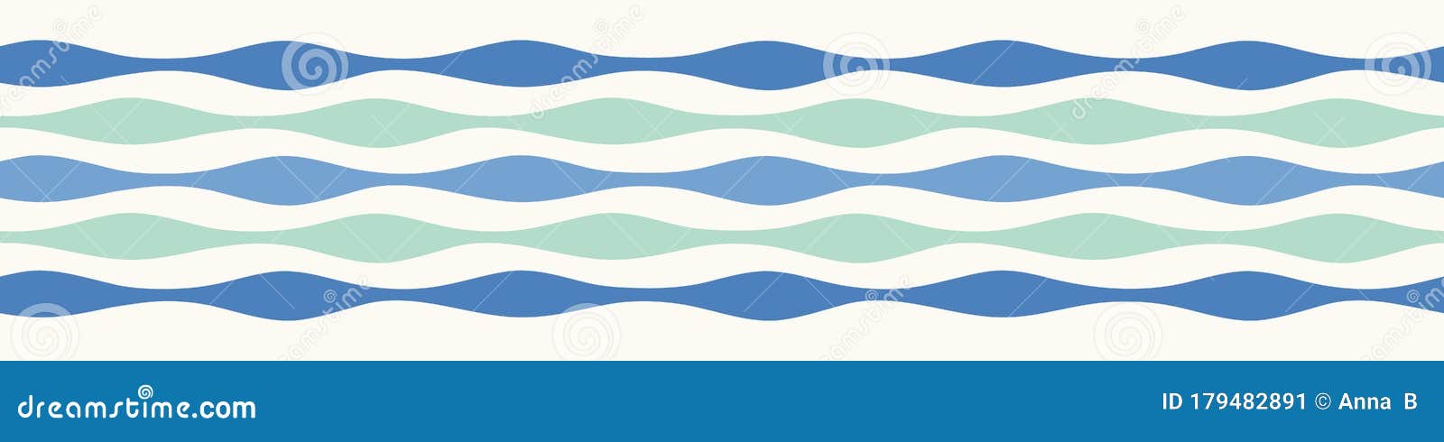 Wave Border Pattern. Vector Seamless Repeat Water Stripe Design Banner ...