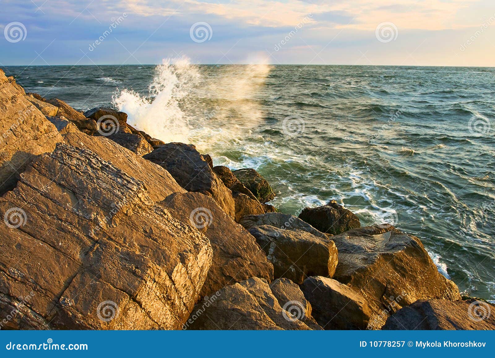 Wave brakes on the rock stock image. Image of shiny, nature - 10778257