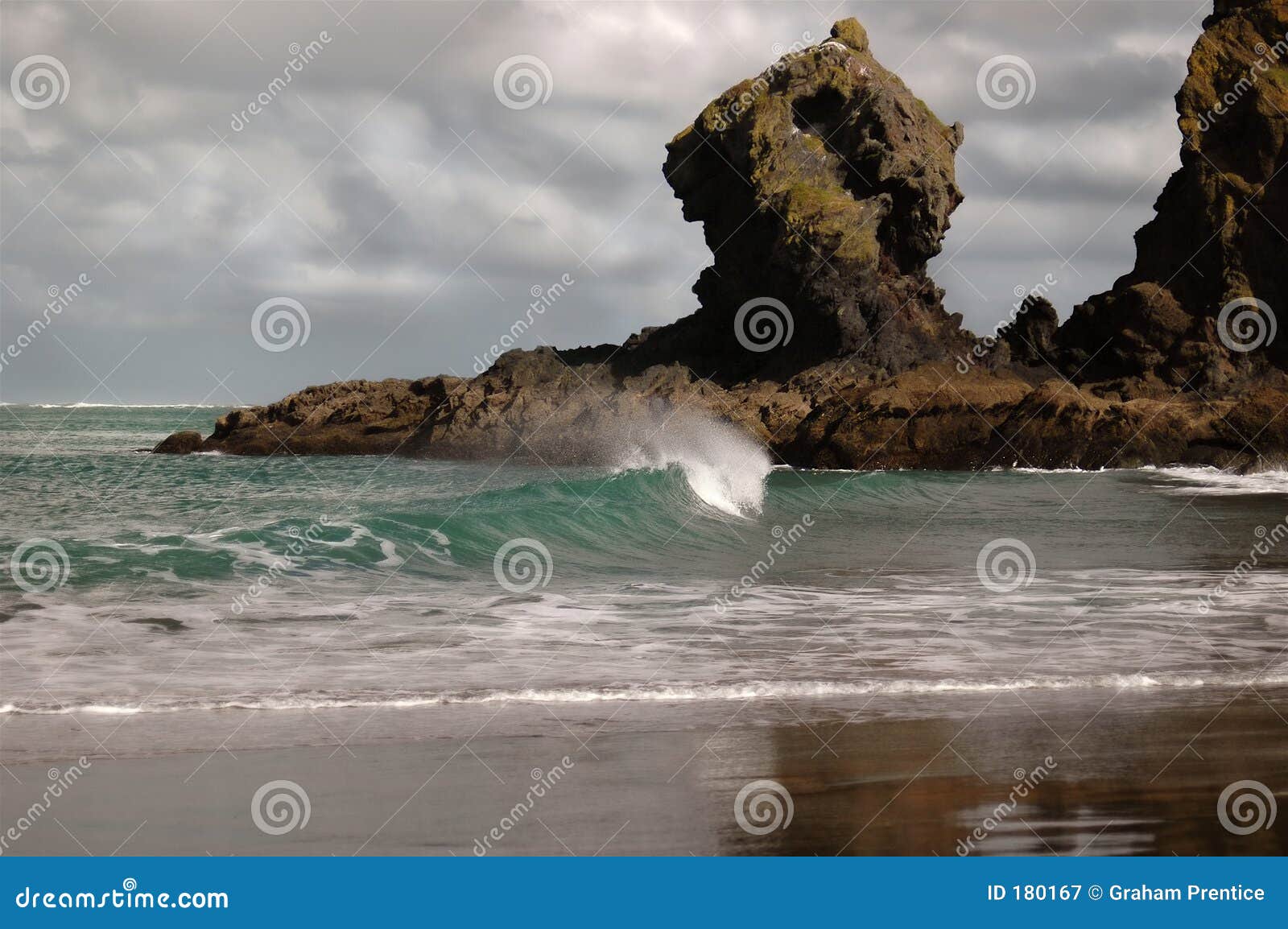 Wave Break stock image. Image of foam, rocky, sand, volcanic - 180167