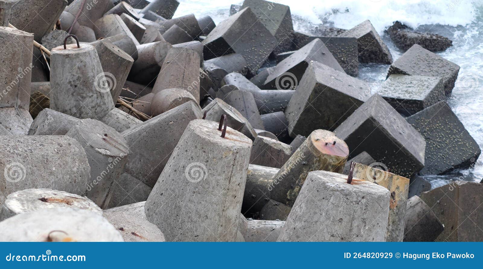 Wave breaker stock image. Image of breakwall, iron, nautical - 264820929