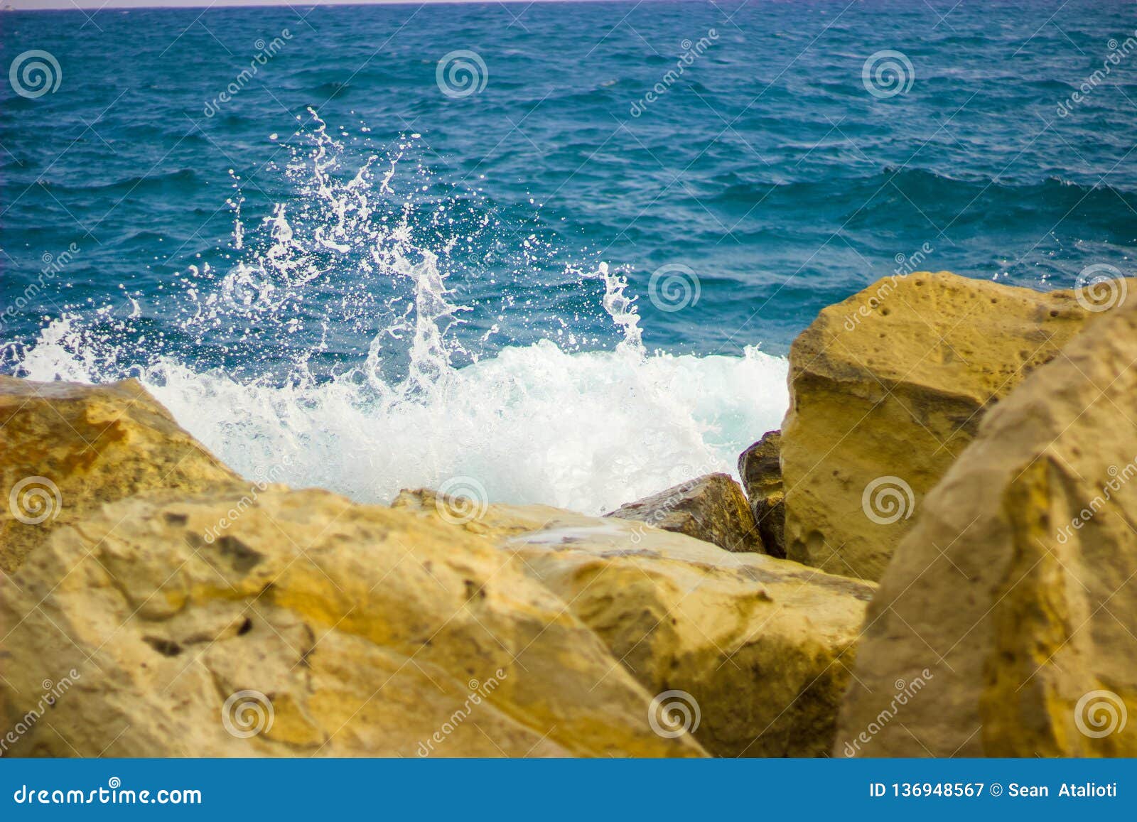 Wave Breaker at the Water Edge of the Mediterranean Sea Stock Image ...