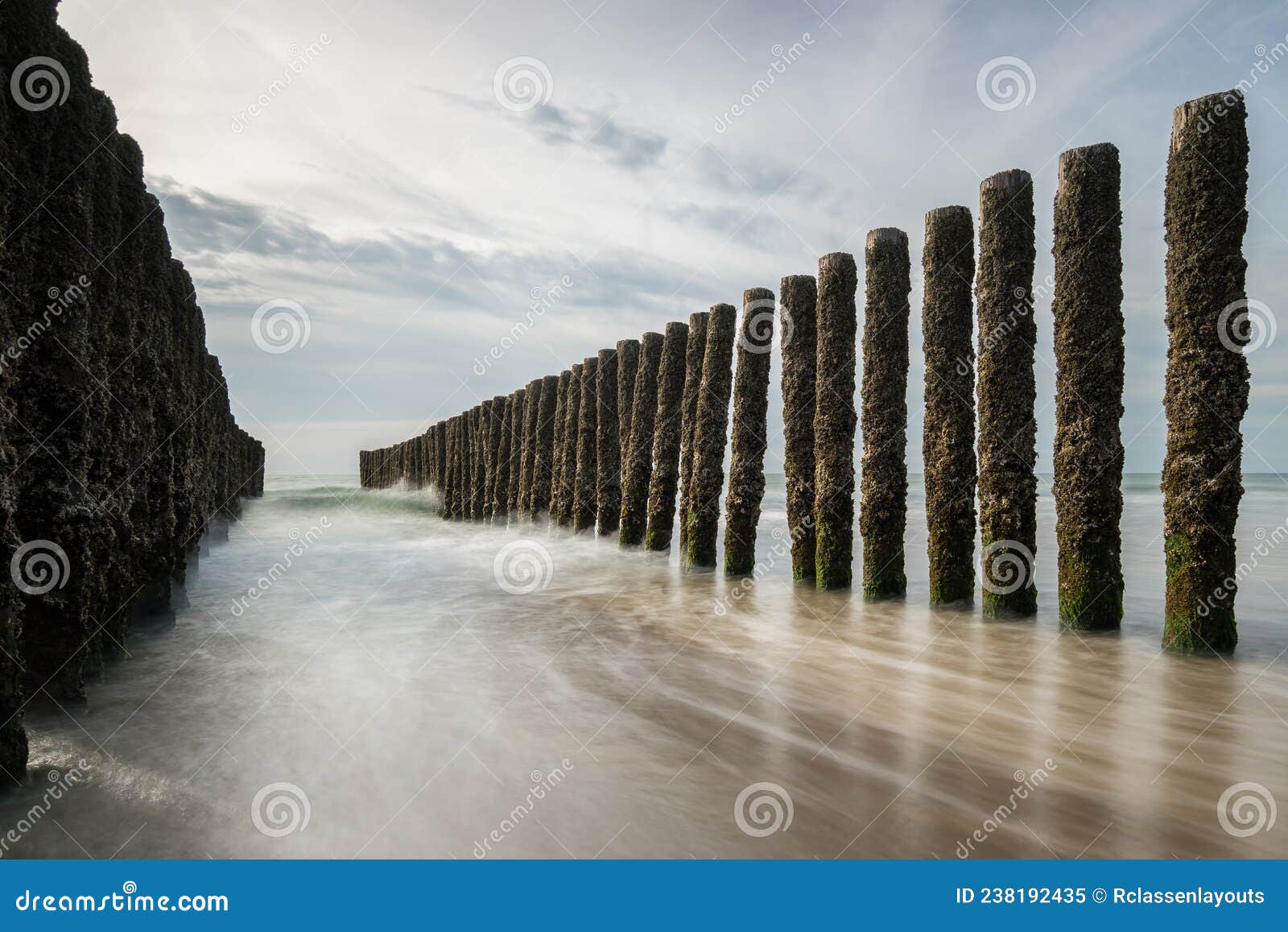 Wave Breakers at the Dutch Beach Stock Image - Image of foam, horizon ...