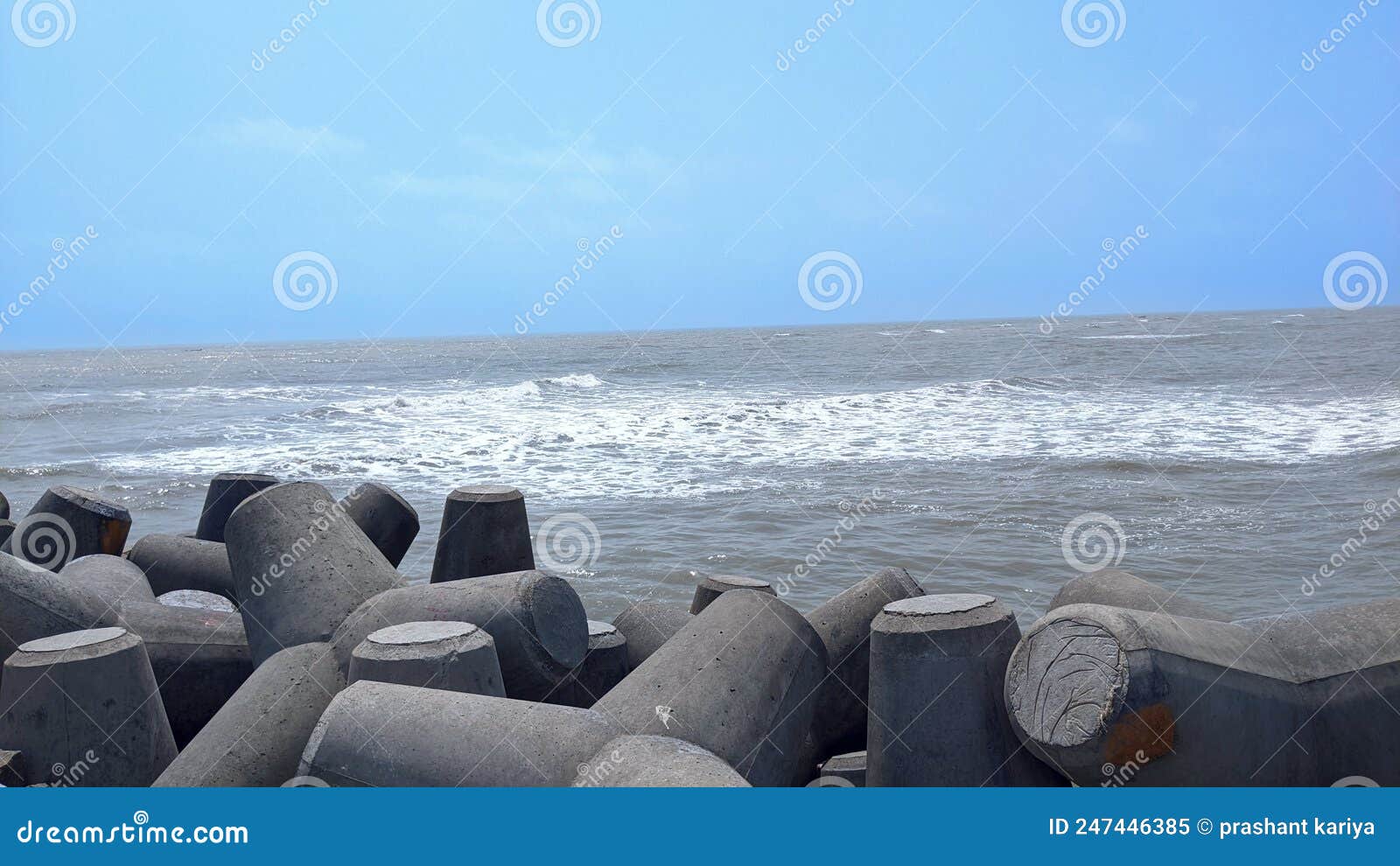 Wave breakers in ocean stock image. Image of shore, cape - 247446385