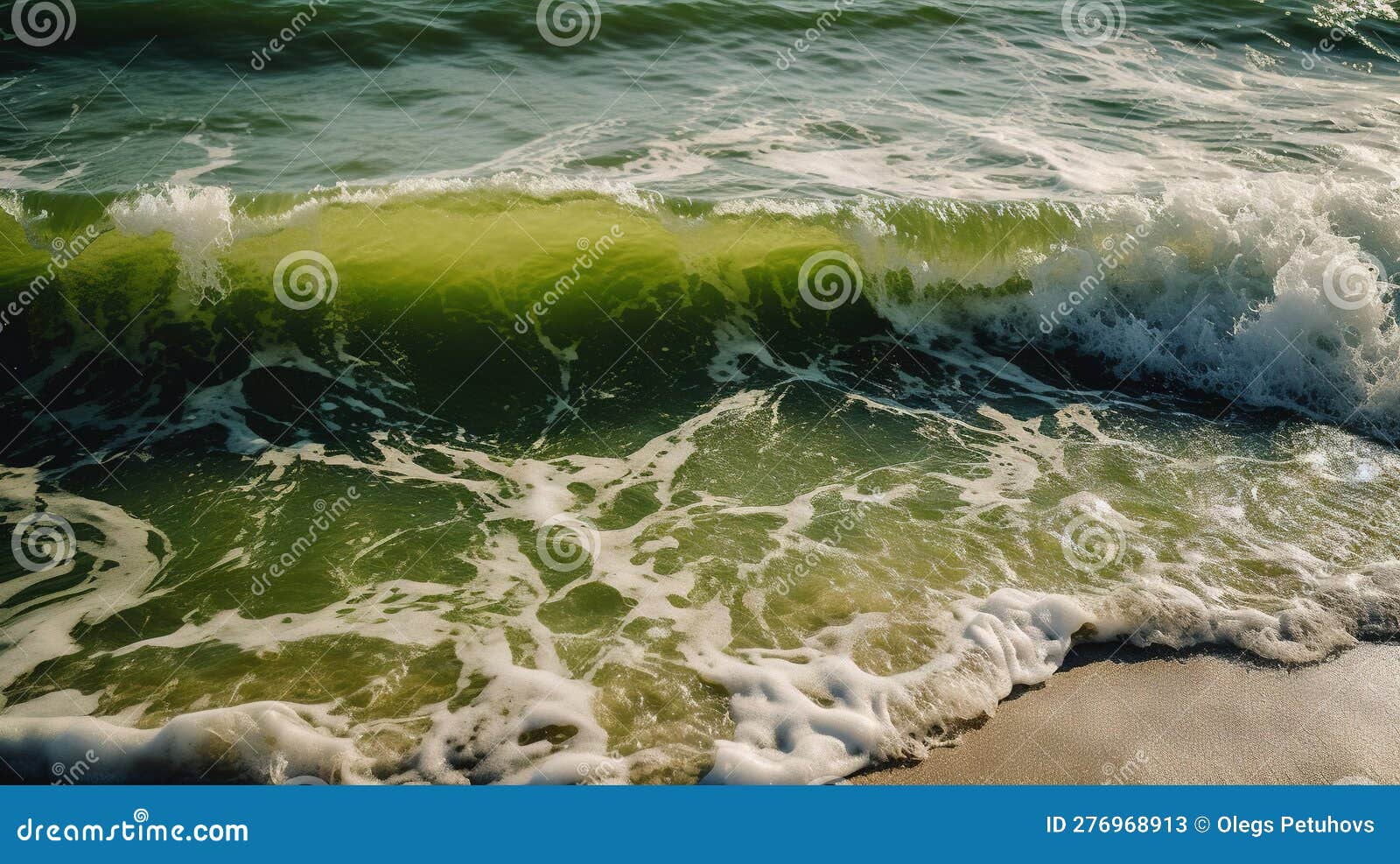 A Wave is Breaking on the Beach with Foamy Water Stock Illustration ...