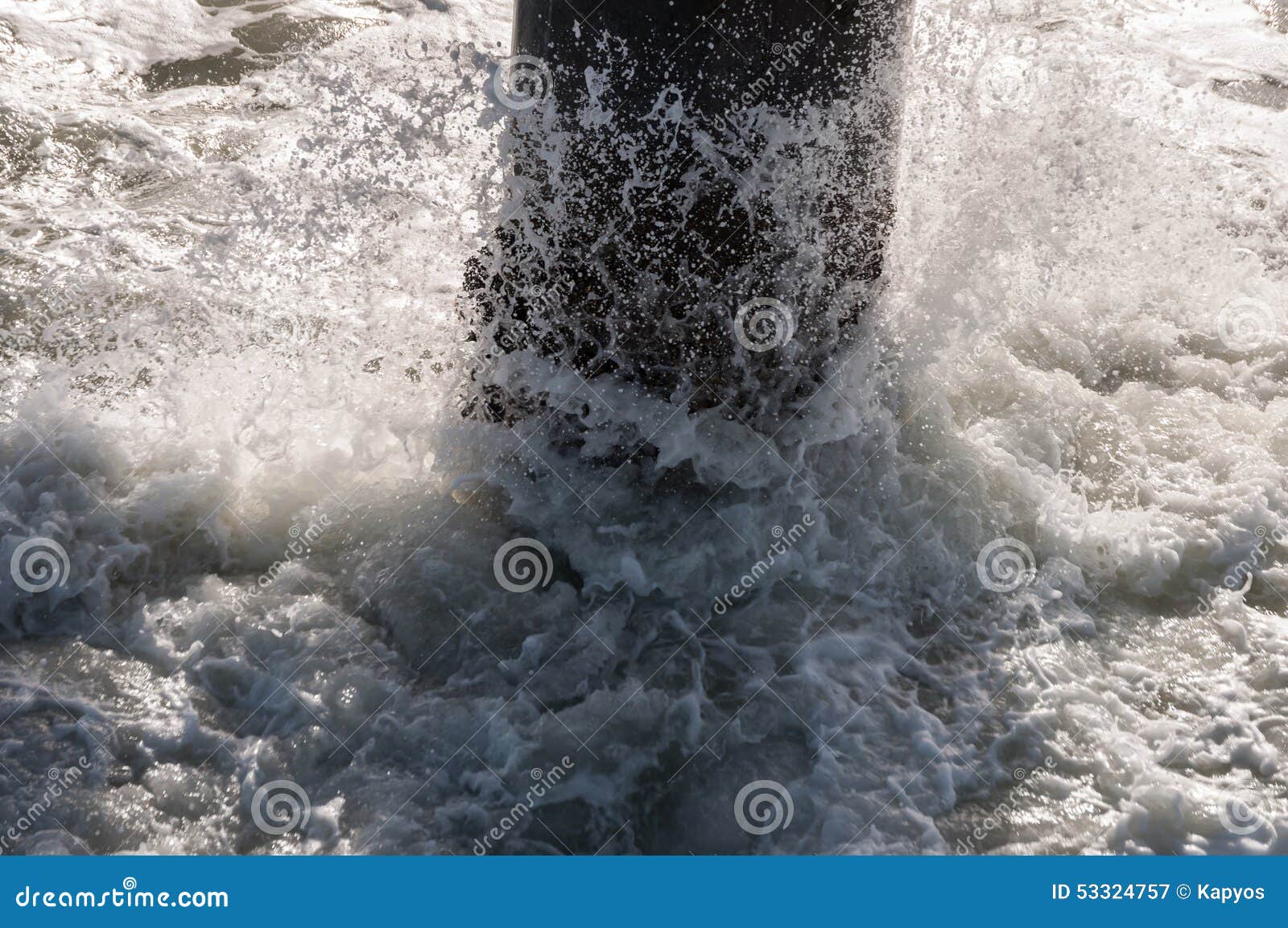 Wave breaking on a column stock image. Image of outdoor - 53324757