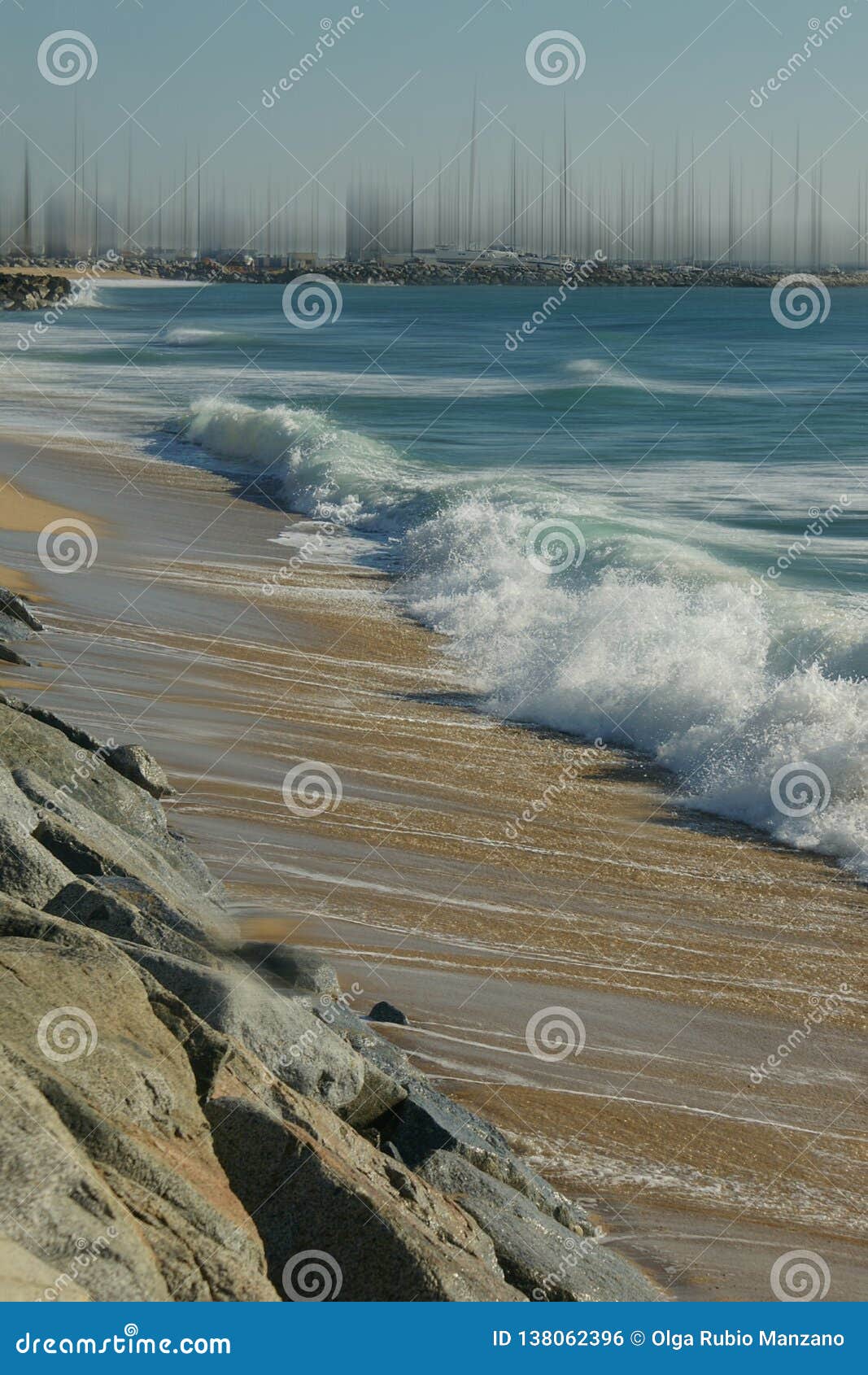 Wave Breaking in the European Beach Stock Photo - Image of beach, blue ...