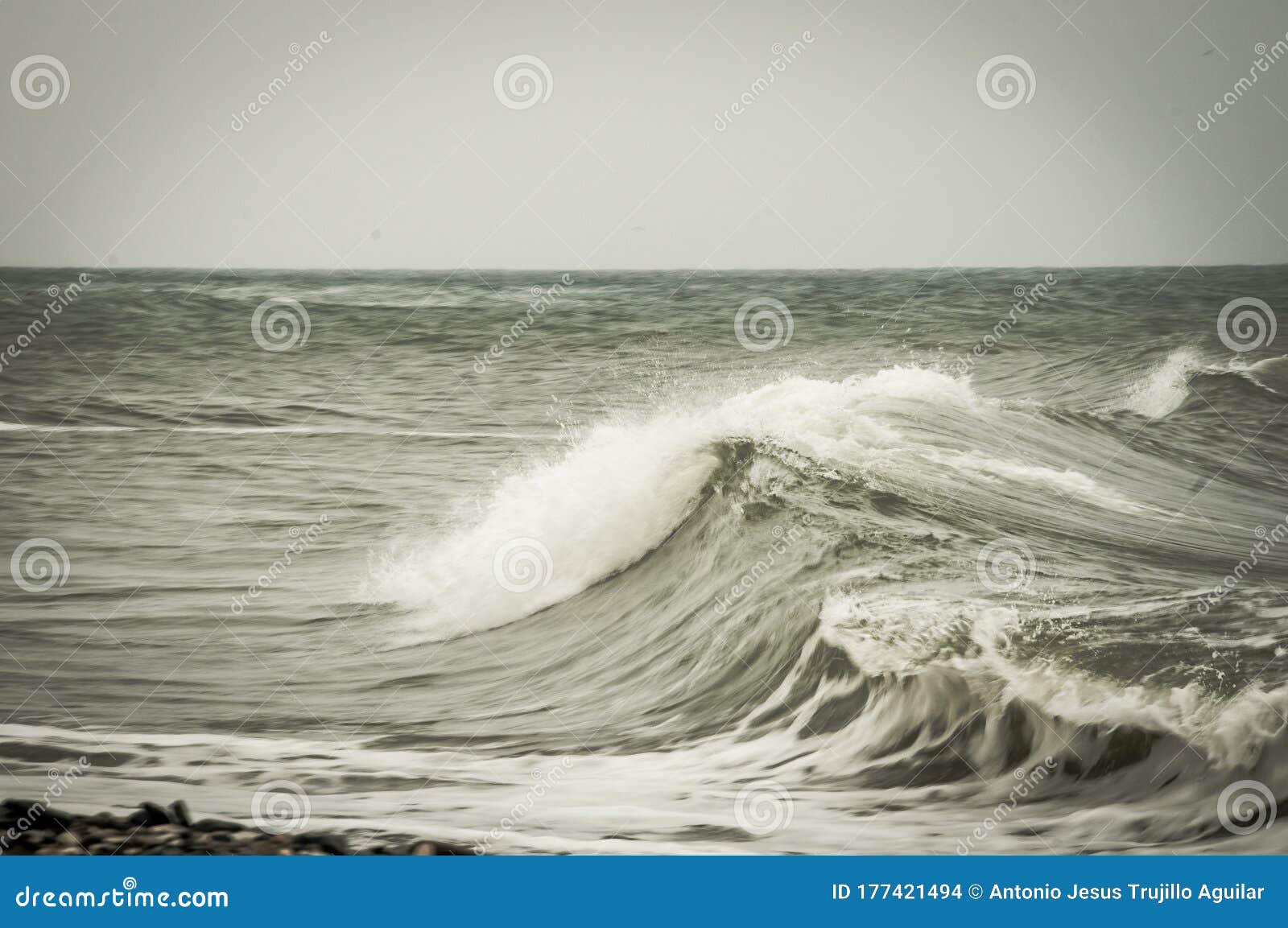 Wave Breaking on the Shore of the Beach Stock Photo - Image of water ...