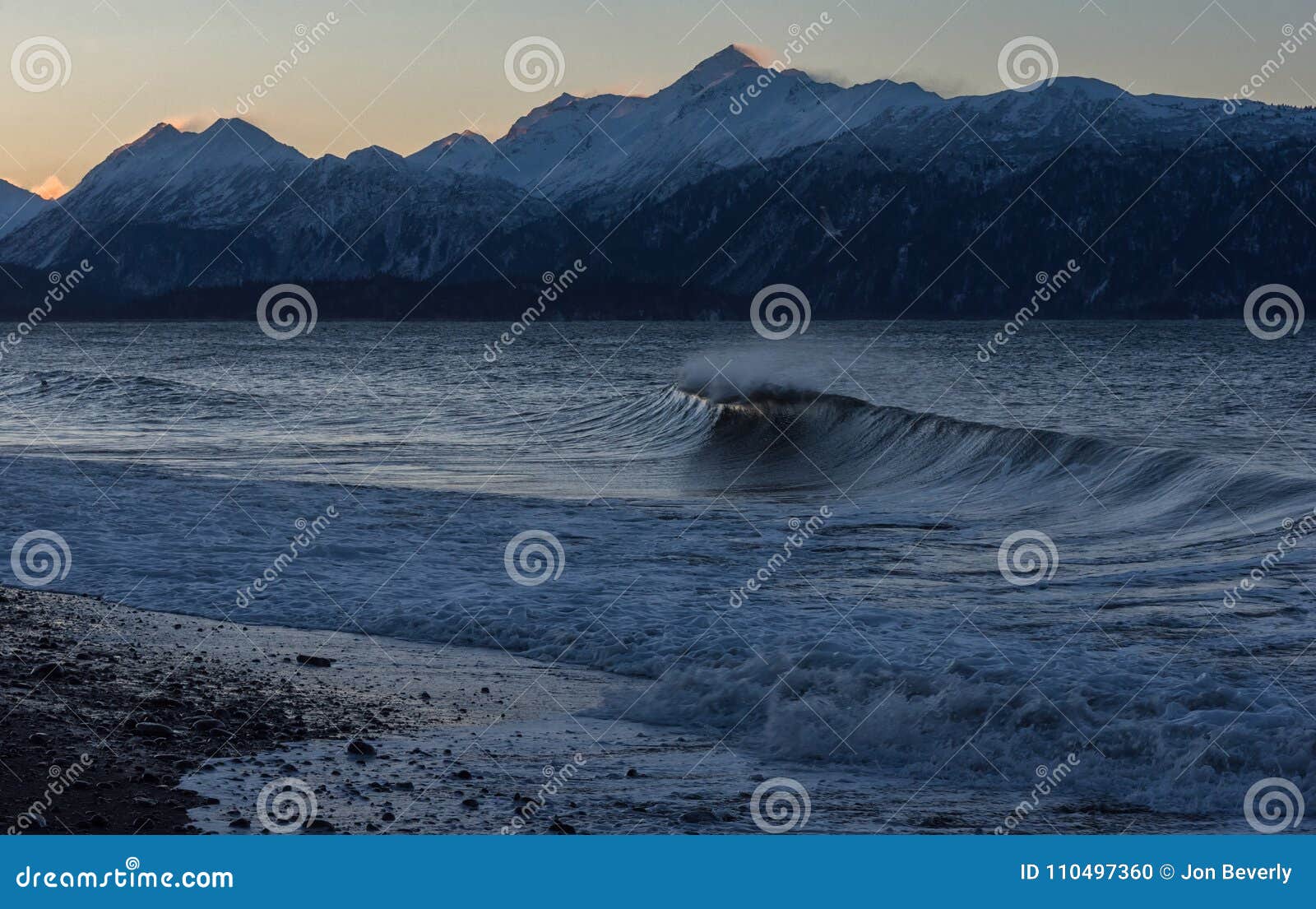 Breaking Wave on Alaskan Beach Stock Photo - Image of breaks, spit ...