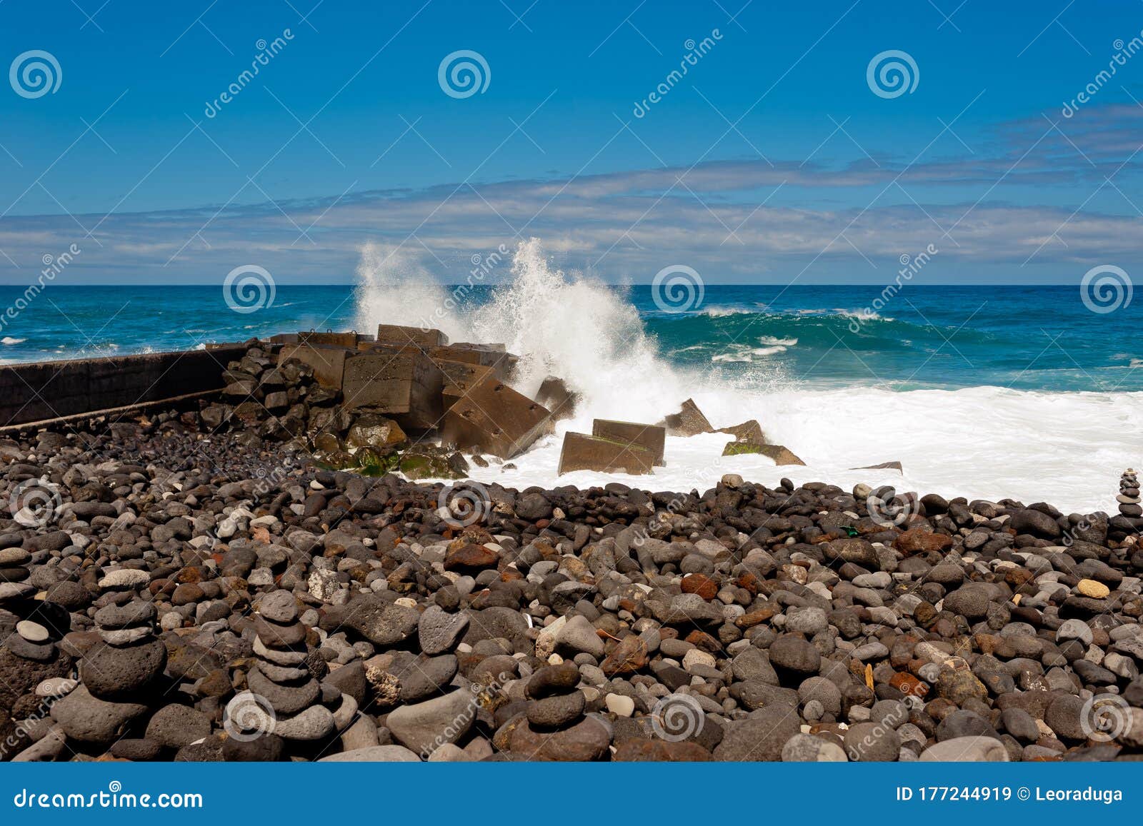 The Wave is Broken on the Breakwater. Stock Image - Image of summer ...