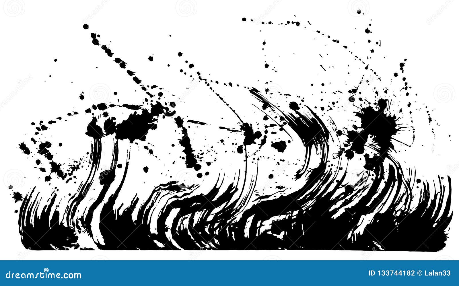 Wave. Brush Stroke Illustrations. Stock Vector - Illustration of whirl ...
