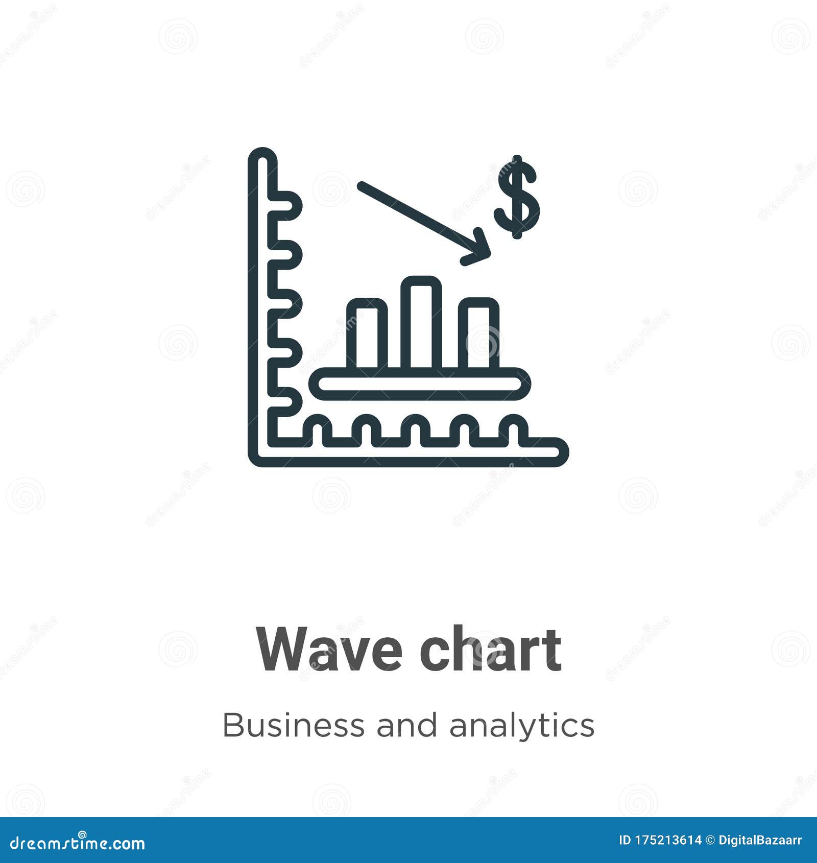 Wave Chart Outline Vector Icon. Thin Line Black Wave Chart Icon, Flat ...