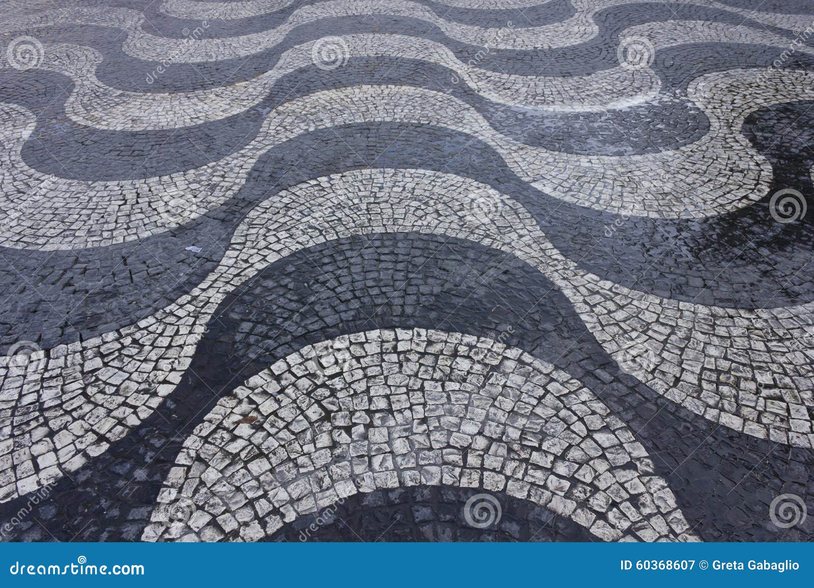Wave Cobblestone Artistic Pavement Stock Image - Image of typical ...