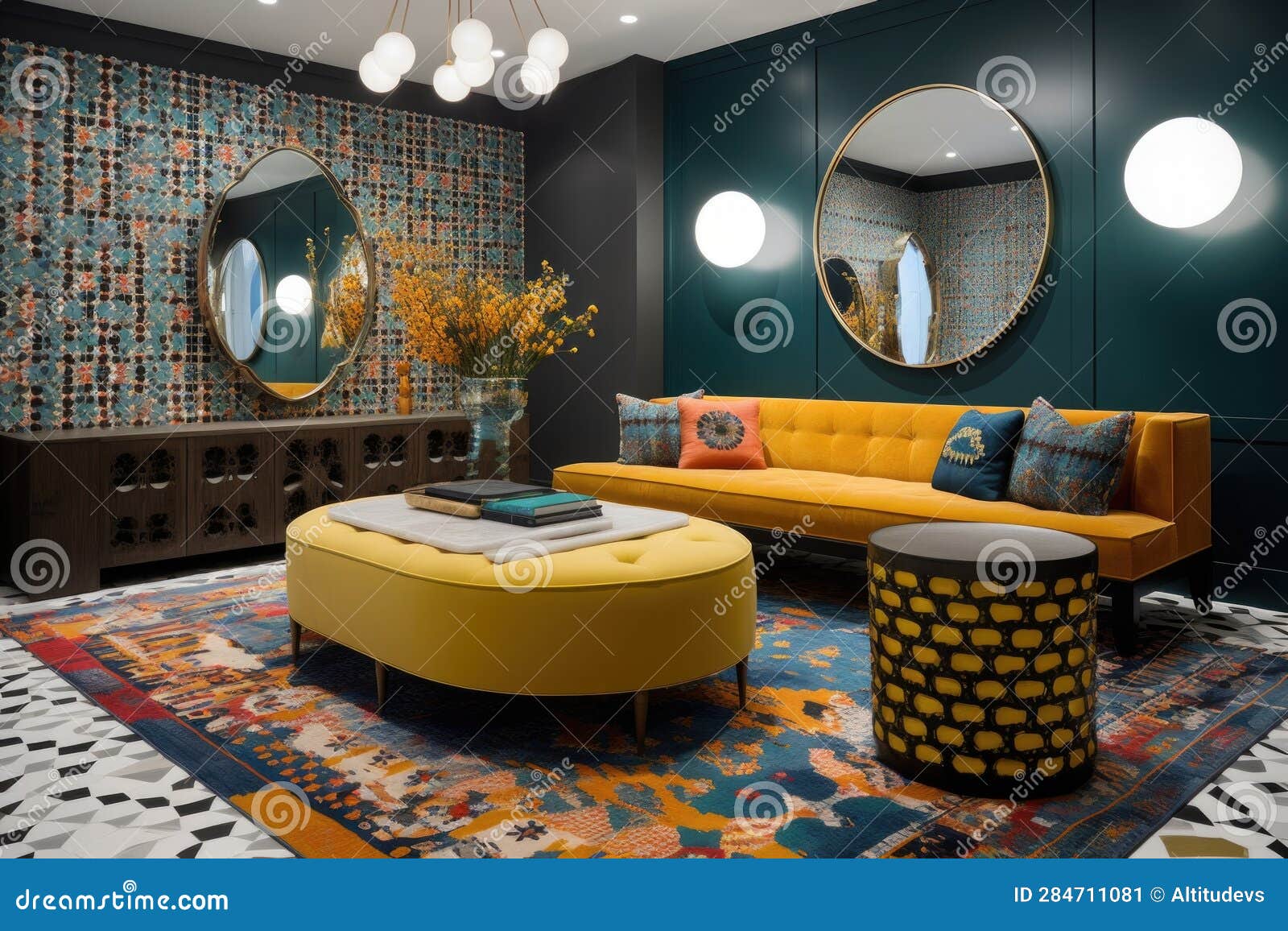 Wave of Color and Pattern in a Chic Modern Reception Area Stock Image ...
