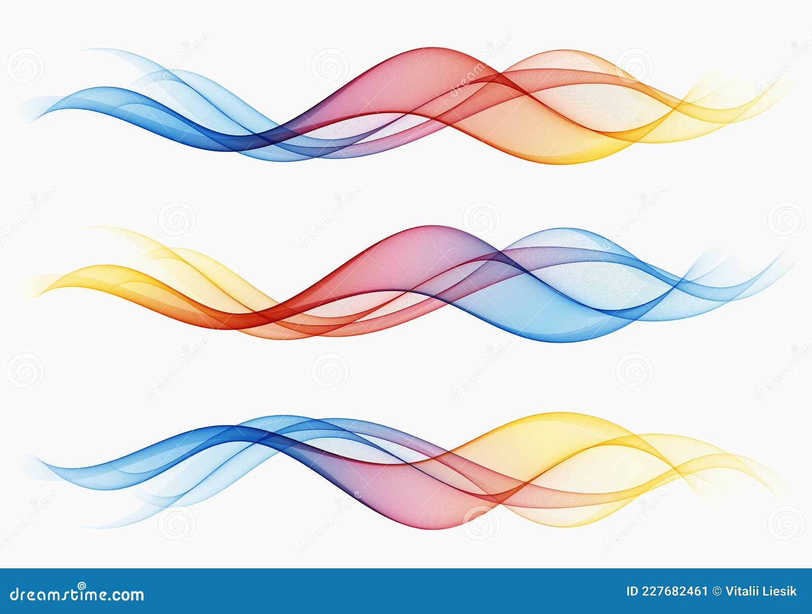 Wave Colored Set Abstract Transparent Flow Colorful Wave Stock Image ...