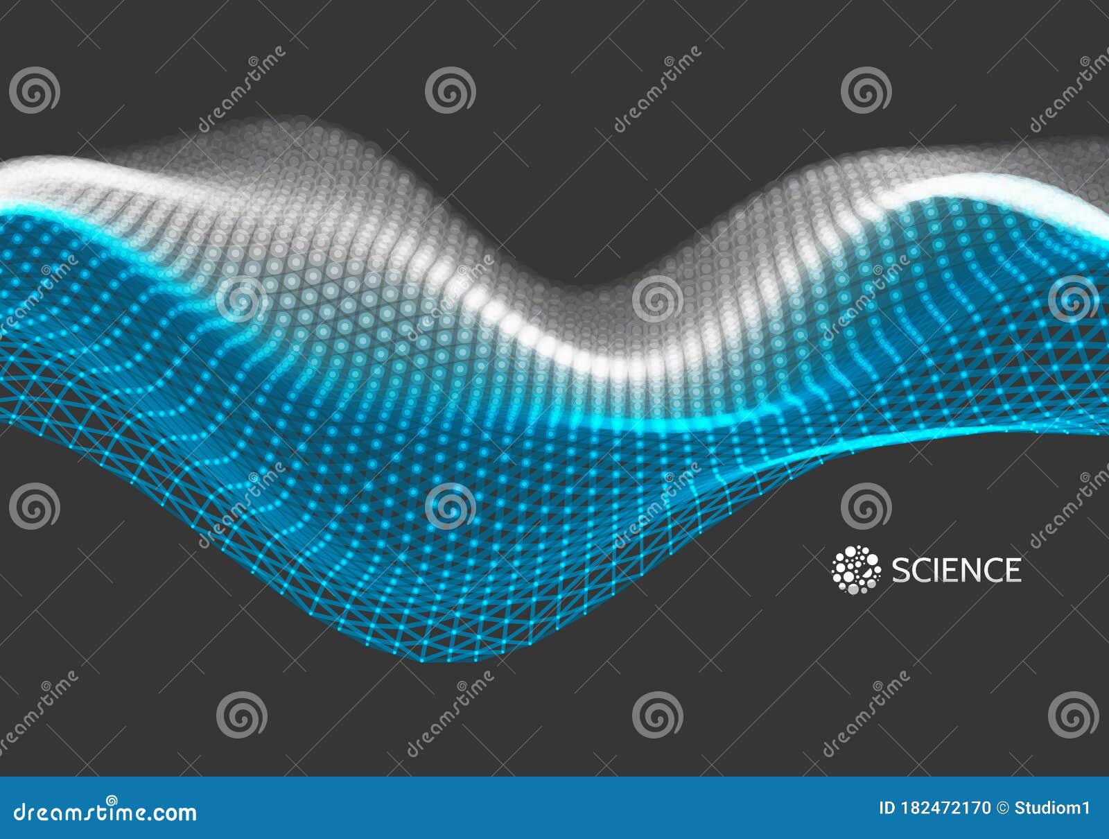 Wave with Connected Lines and Dots. Glowing Grid Stock Vector ...
