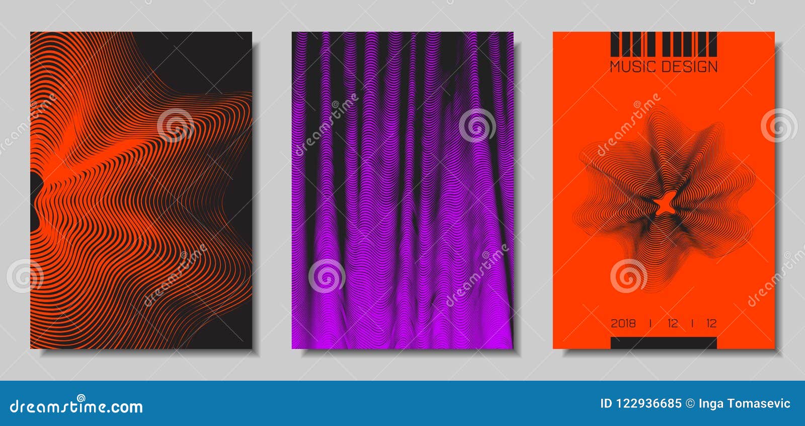 Wave Cover Design Templates Set. Stock Vector - Illustration of curve ...