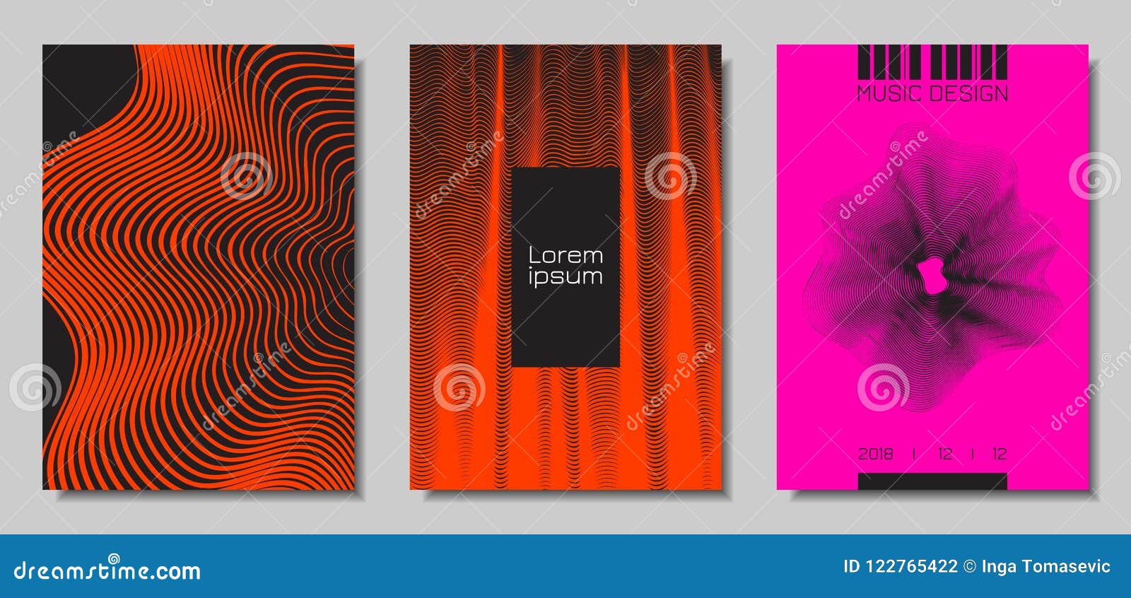 Wave Cover Design Templates Set. Stock Vector - Illustration of ...