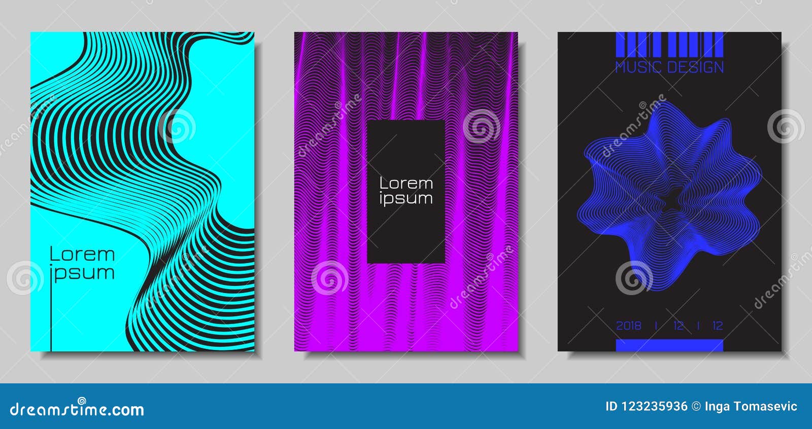 Wave Cover Design Templates Set. Stock Vector - Illustration of ...