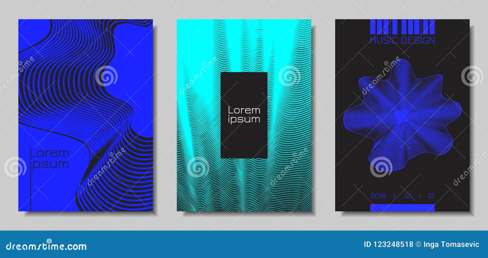 Wave Cover Design Templates Set. Stock Vector - Illustration of curve ...