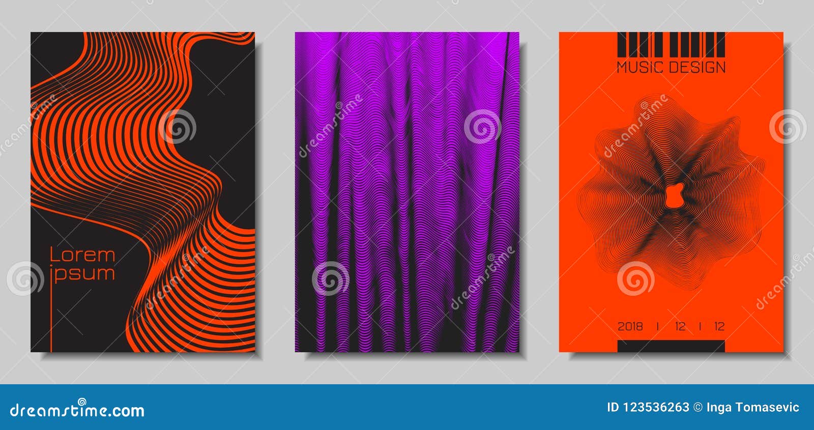 Wave Cover Design Templates Set. Stock Vector - Illustration of layout ...