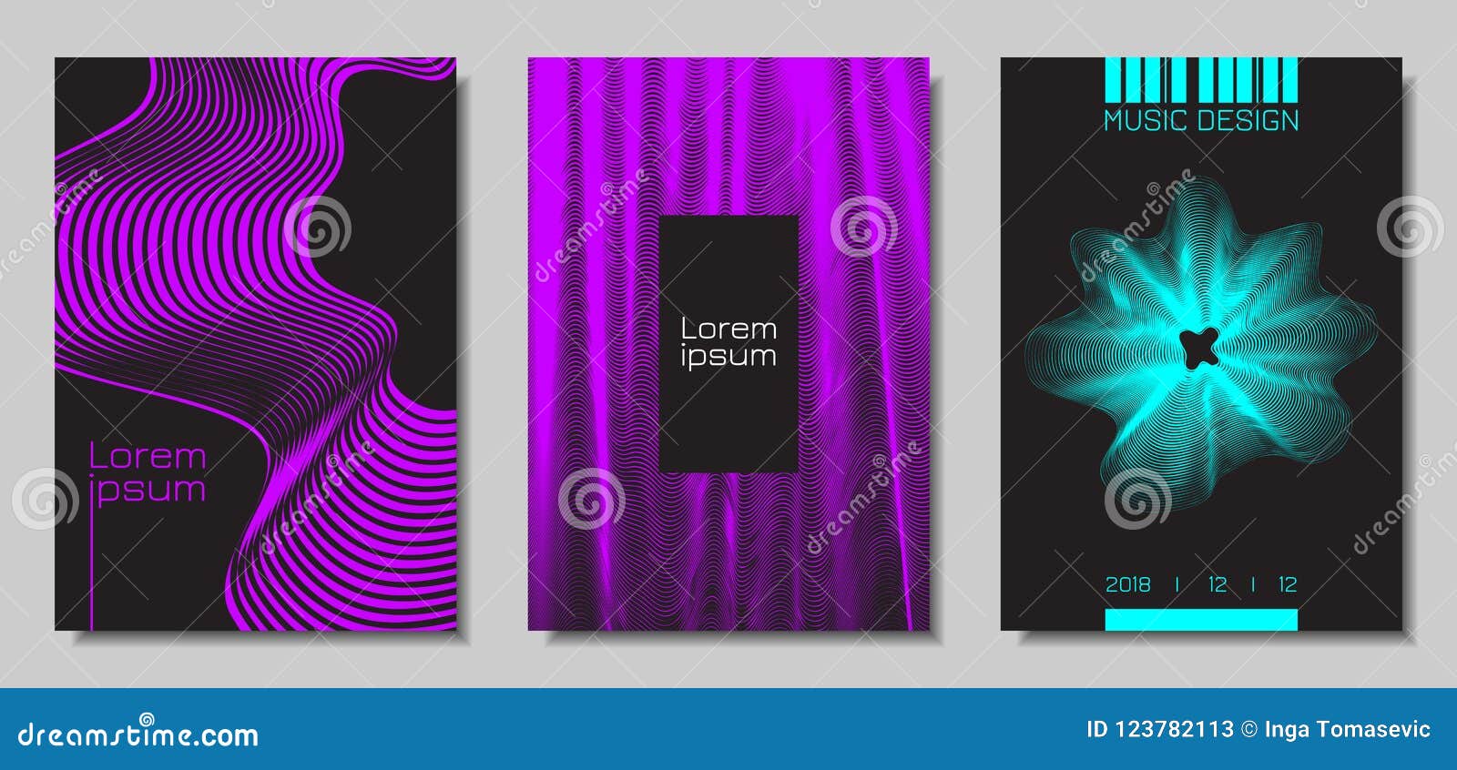 Wave Cover Design Templates Set. Stock Vector - Illustration of layout ...