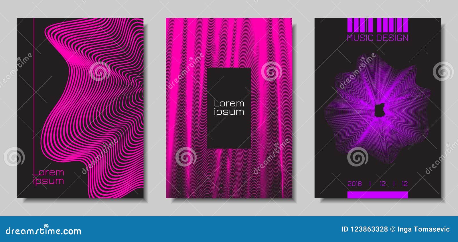 Wave Cover Design Templates Set. Stock Vector - Illustration of ...