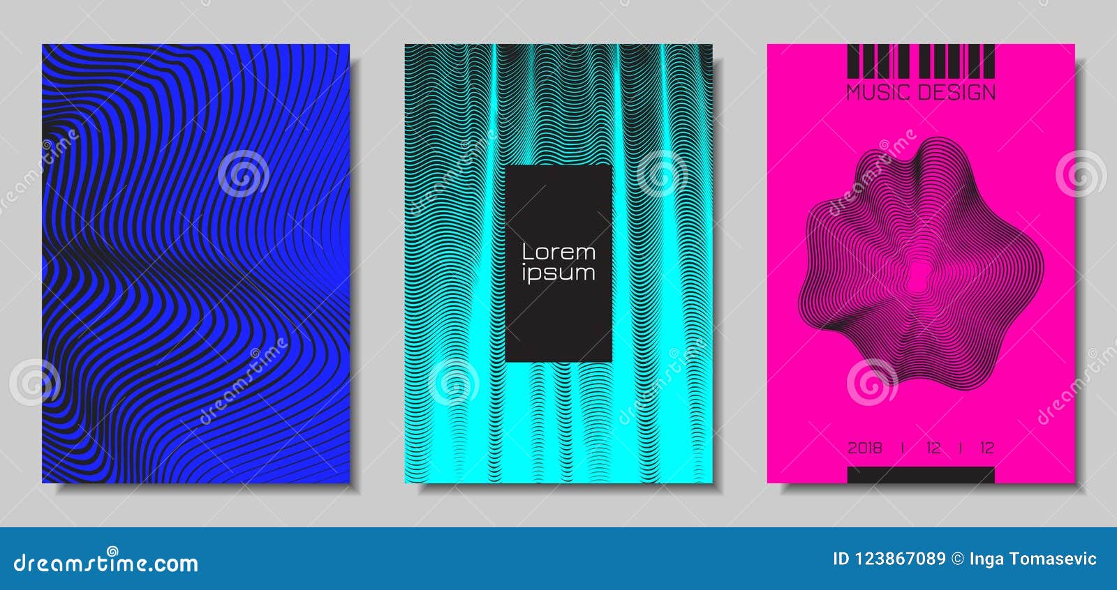 Wave Cover Design Templates Set. Stock Vector - Illustration of flow ...