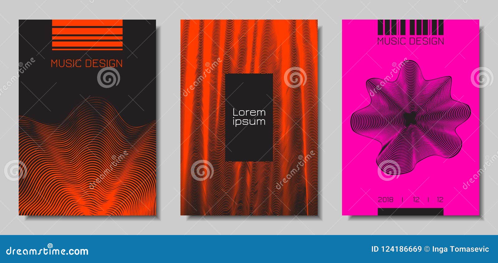 Wave Cover Design Templates Set. Stock Vector - Illustration of color ...