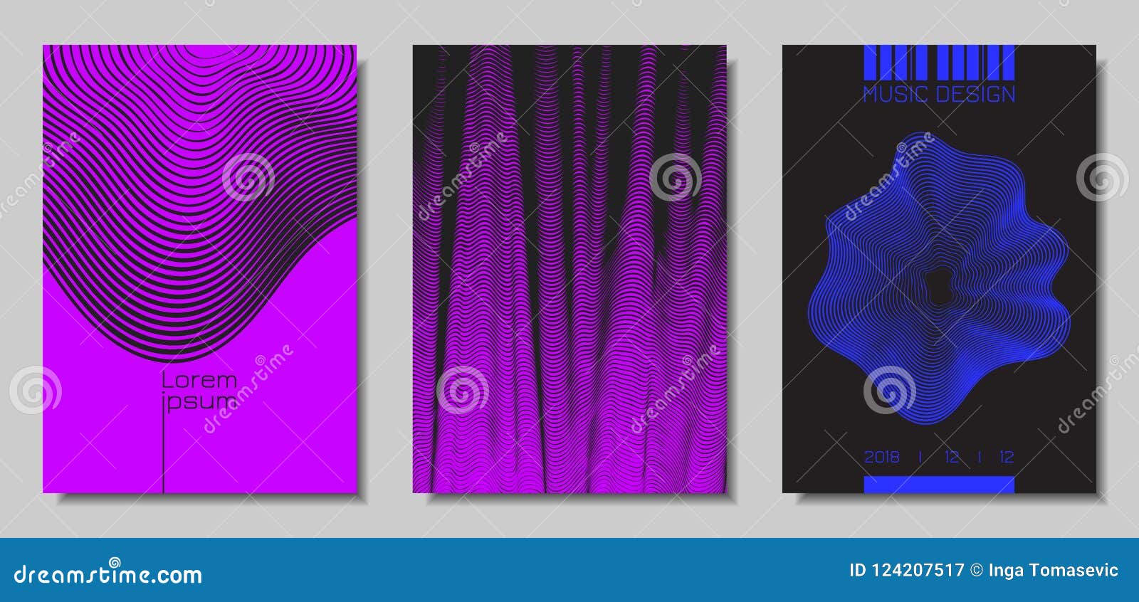 Wave Cover Design Templates Set. Stock Vector - Illustration of flyer ...