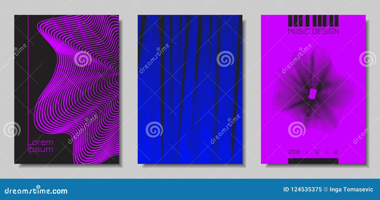 Wave Cover Design Templates Set. Stock Vector - Illustration of ...