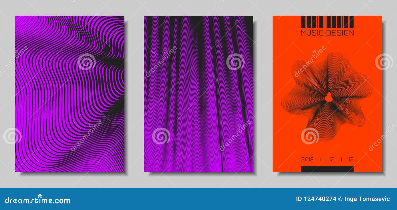 Wave Cover Design Templates Set. Stock Vector - Illustration of ...