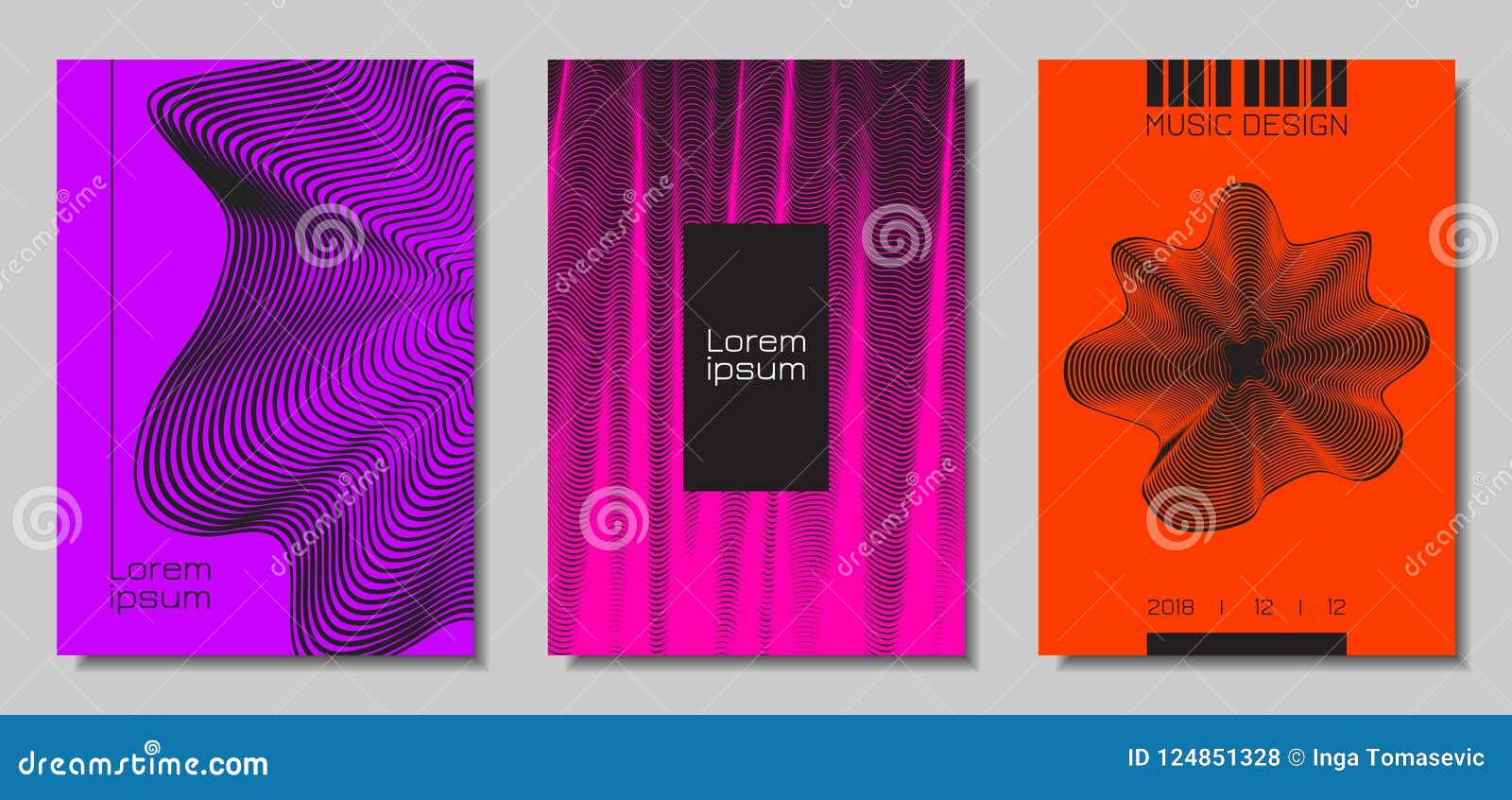 Wave Cover Design Templates Set. Stock Vector - Illustration of curve ...