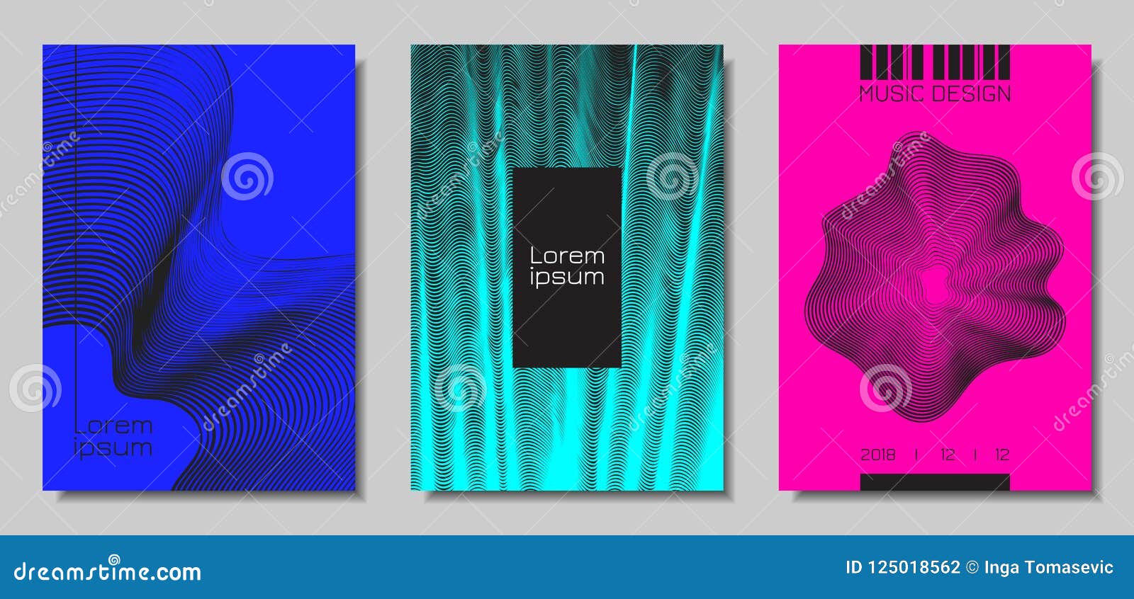 Wave Cover Design Templates Set. Stock Vector - Illustration of layout ...