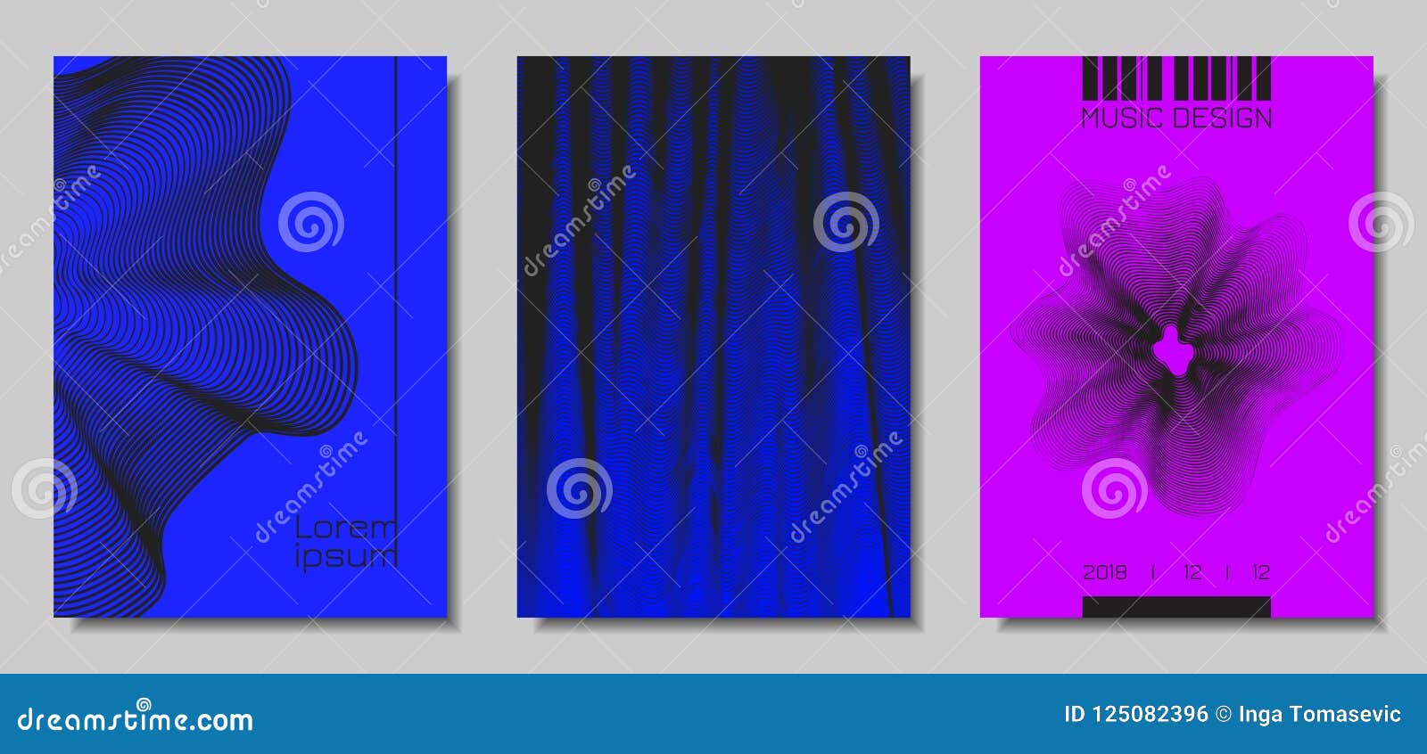 Wave Cover Design Templates Set. Stock Vector - Illustration of motion ...
