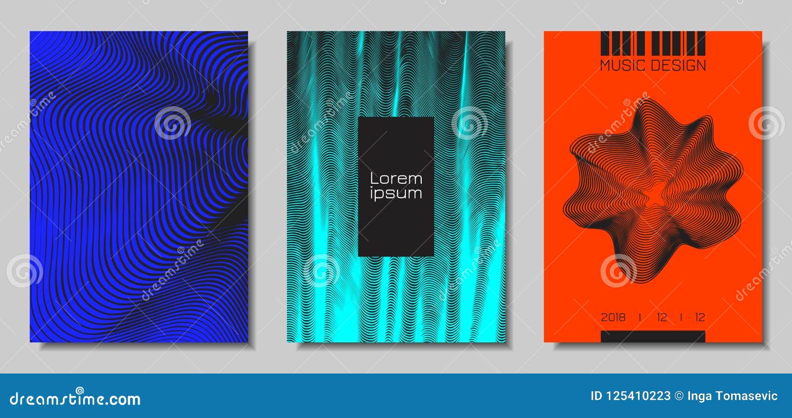 Wave Cover Design Templates Set. Stock Vector - Illustration of line ...