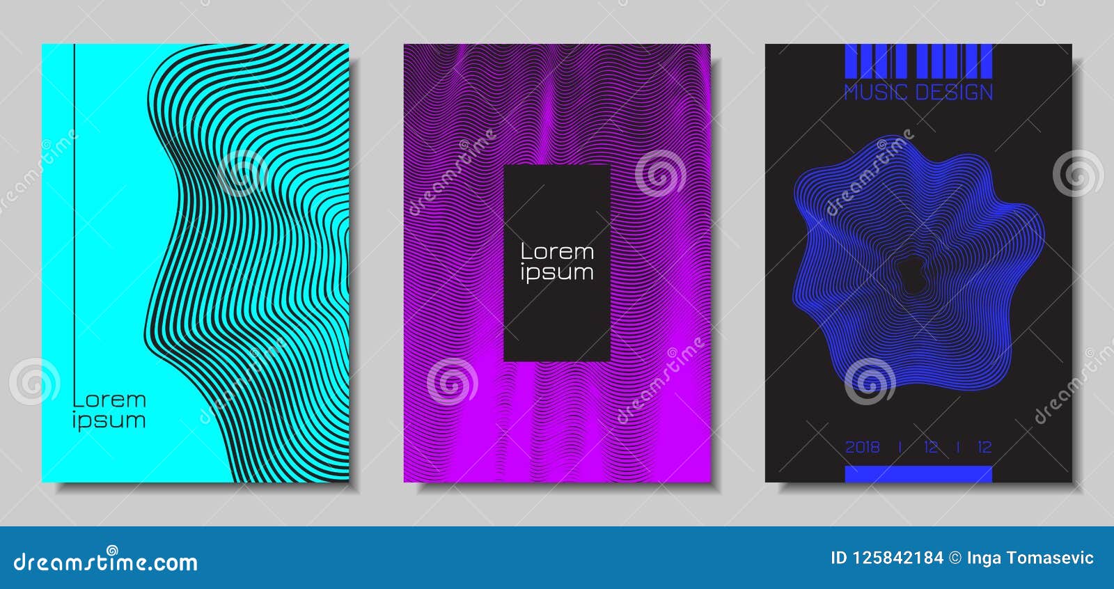 Wave Cover Design Templates Set. Stock Vector - Illustration of graphic ...