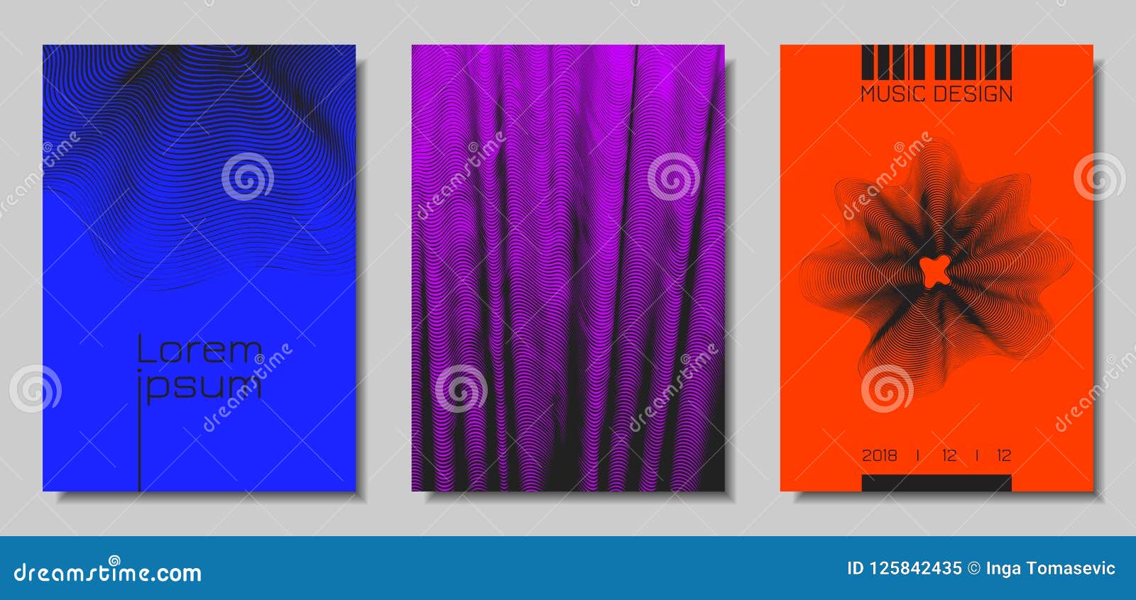 Wave Cover Design Templates Set. Stock Vector - Illustration of ...