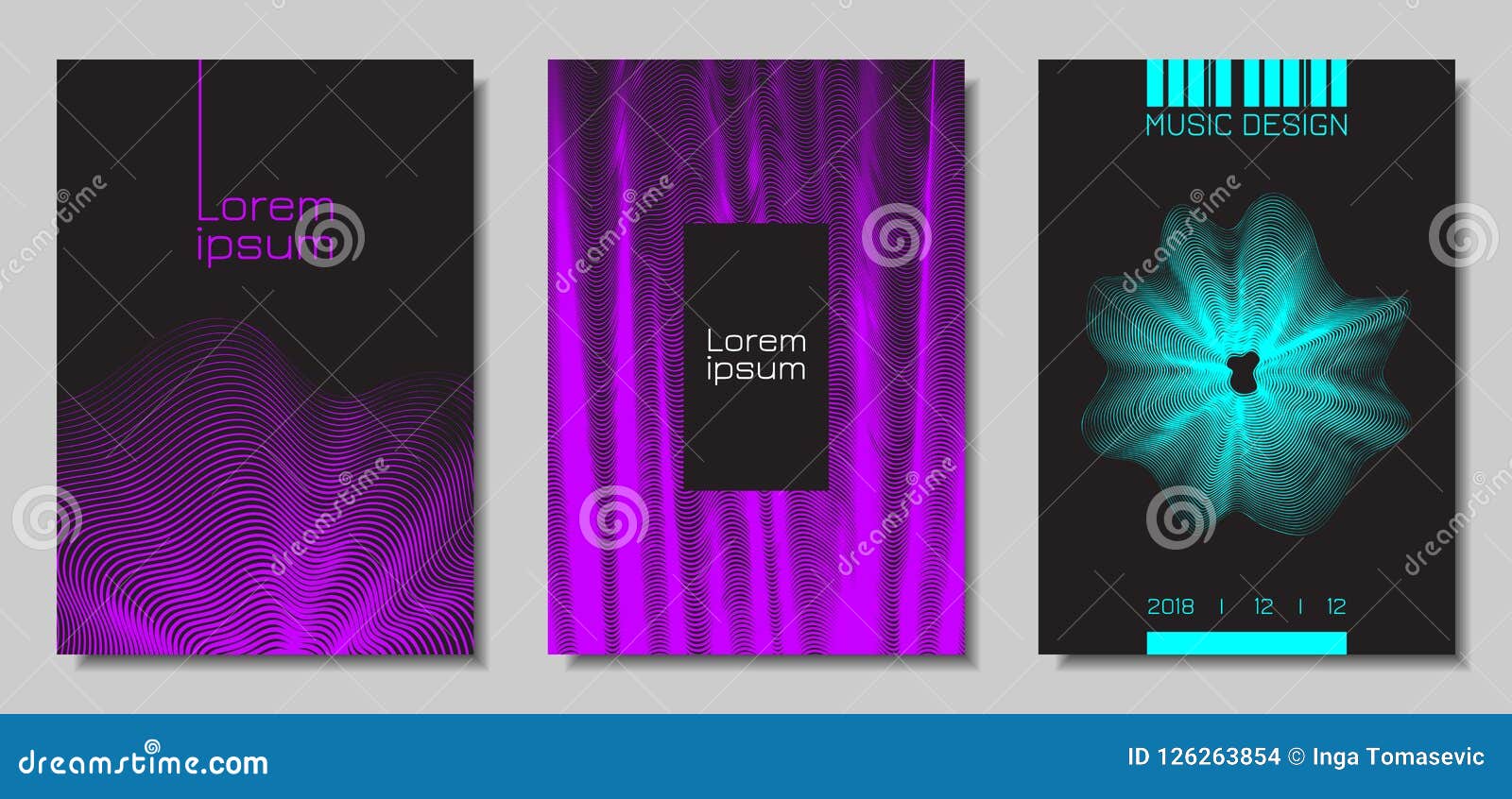 Wave Cover Design Templates Set. Stock Vector - Illustration of dynamic ...