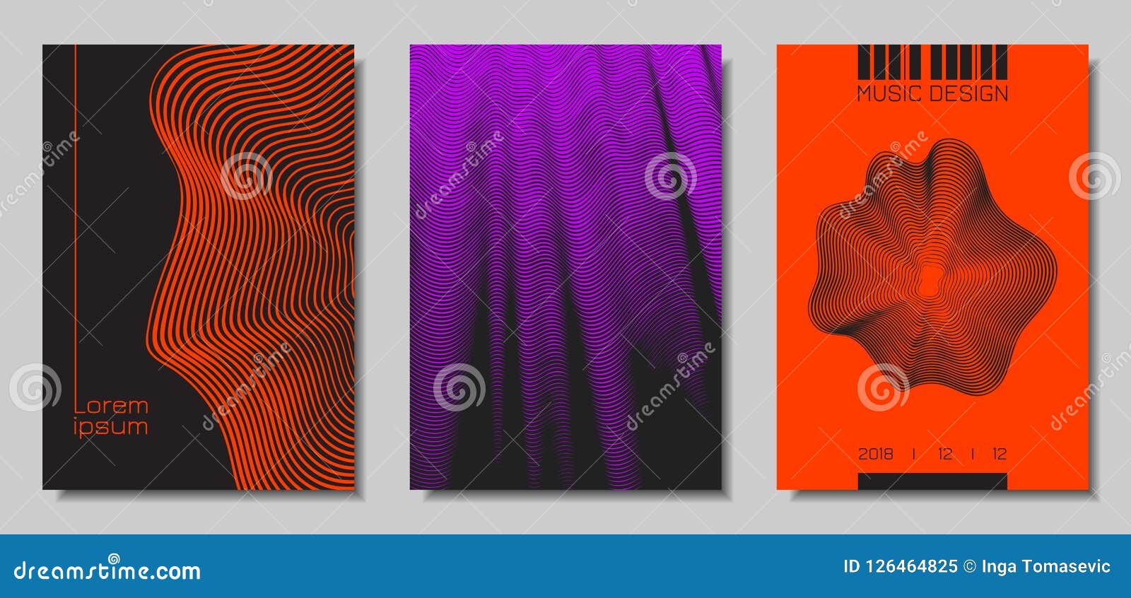 Wave Cover Design Templates Set. Stock Vector - Illustration of bright ...