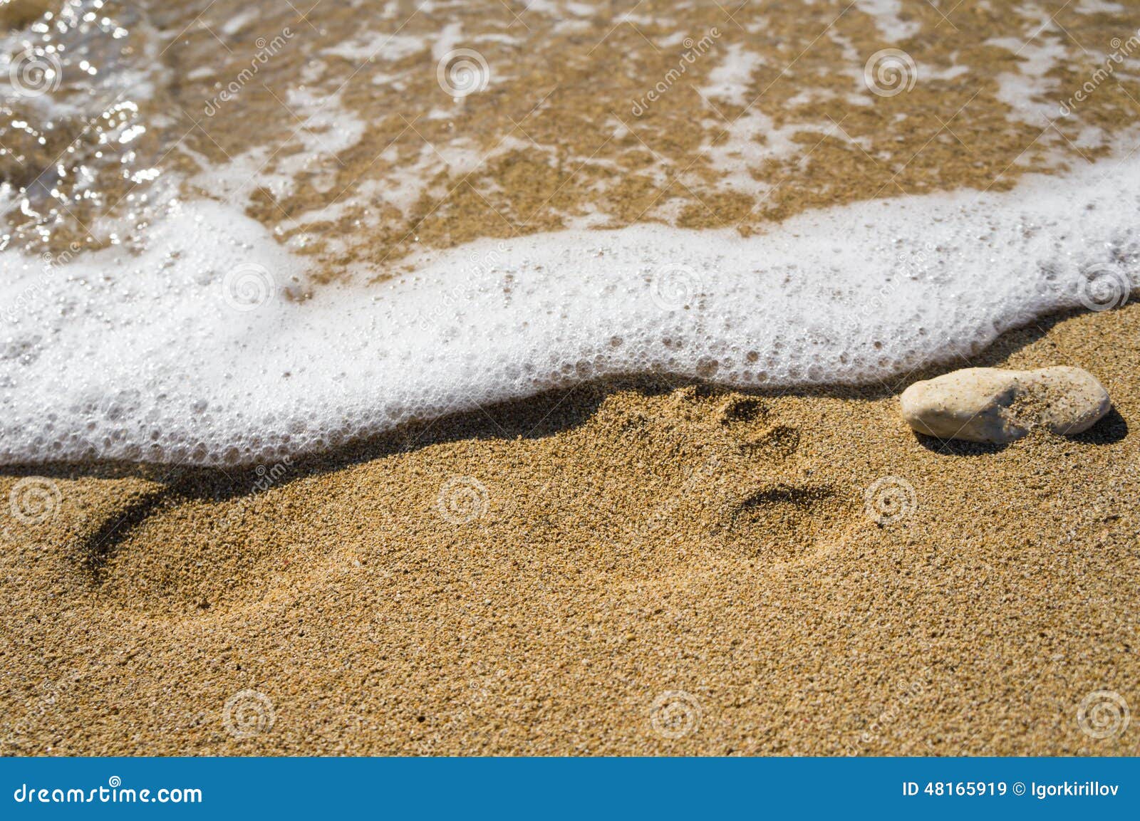 Wave Covering Footprint Beach Sand Stock Photos - Free & Royalty-Free ...