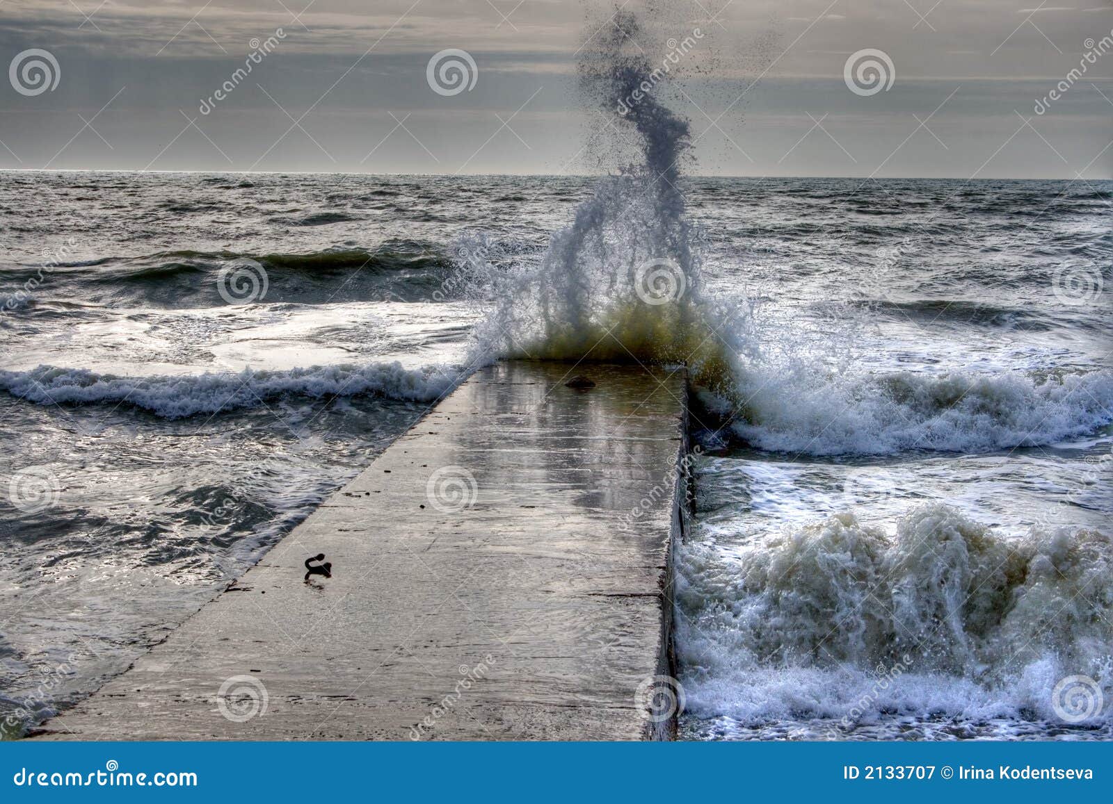 Wave Crashing on Breakwater Stock Image - Image of hitting, coastline ...
