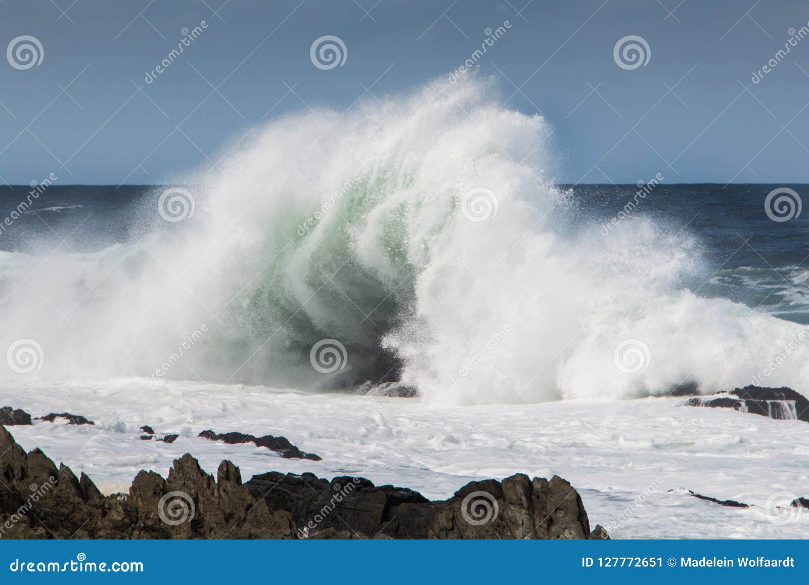 Wave Crashing Onto Rock Causing a Big Splash Stock Image - Image of ...
