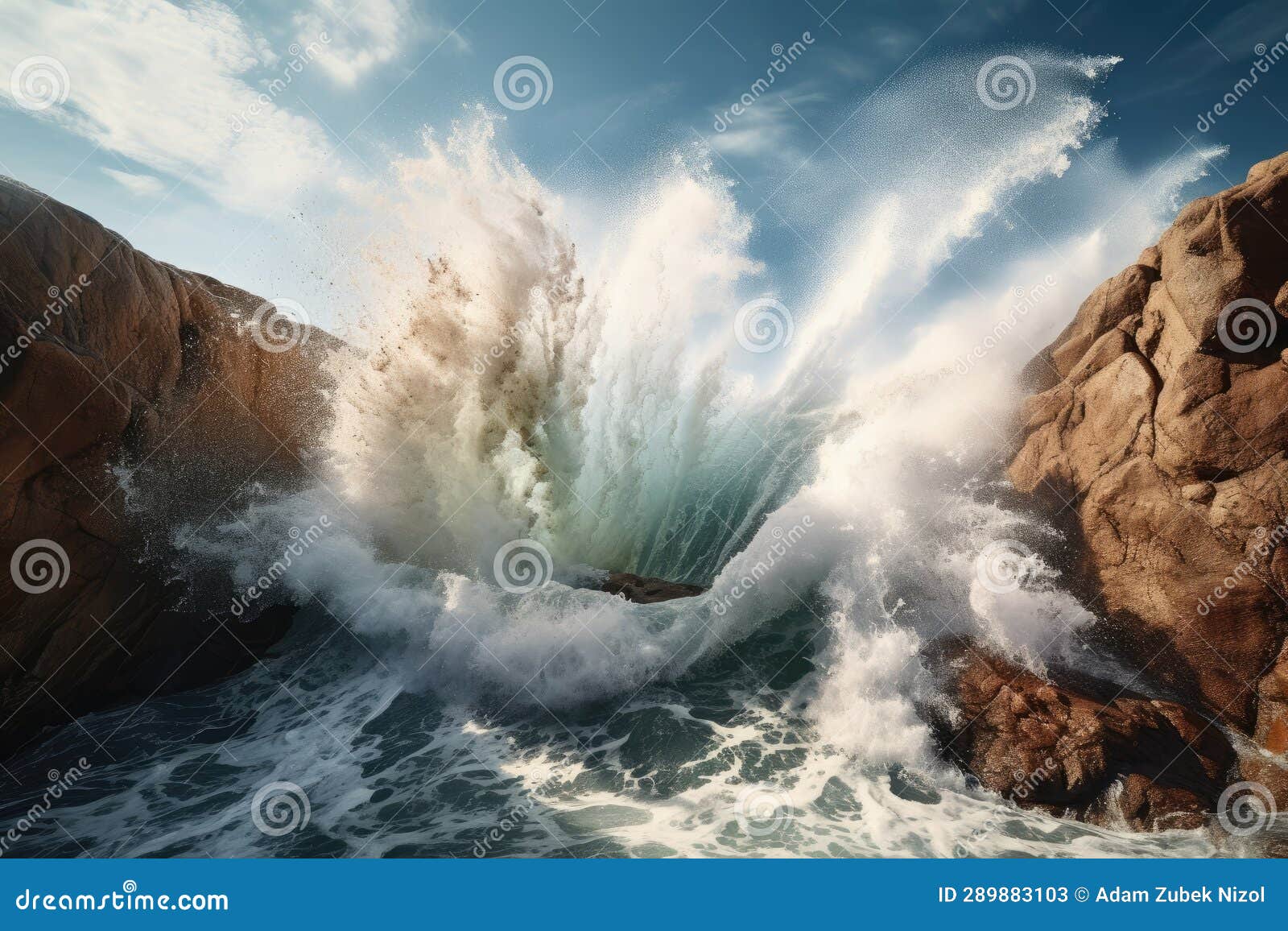 A wave crashing into rocks stock illustration. Illustration of ...